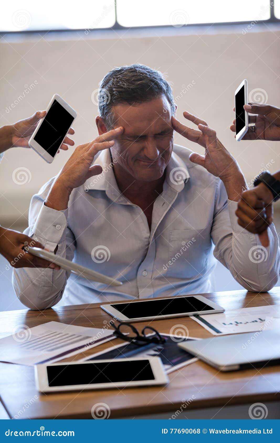 Overwhelmed Businessman by His Work Stock Photo - Image of confused ...