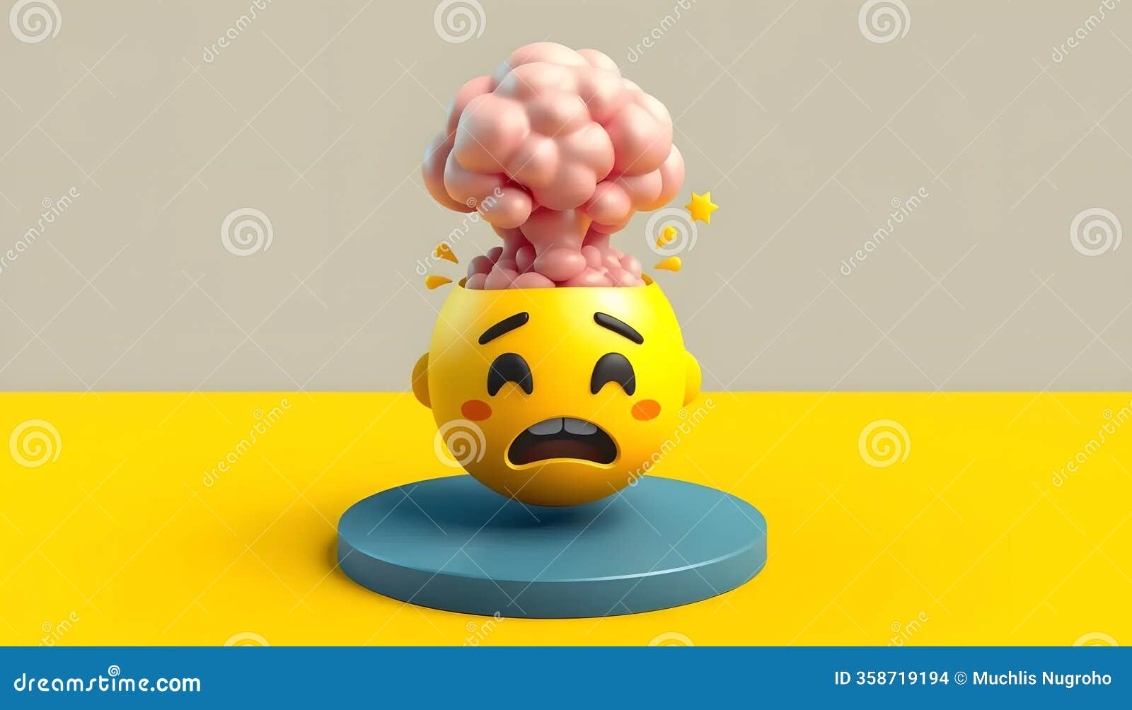 Overwhelmed Emoji: 3D Render Of A Stressed-Out Emoticon With A ...