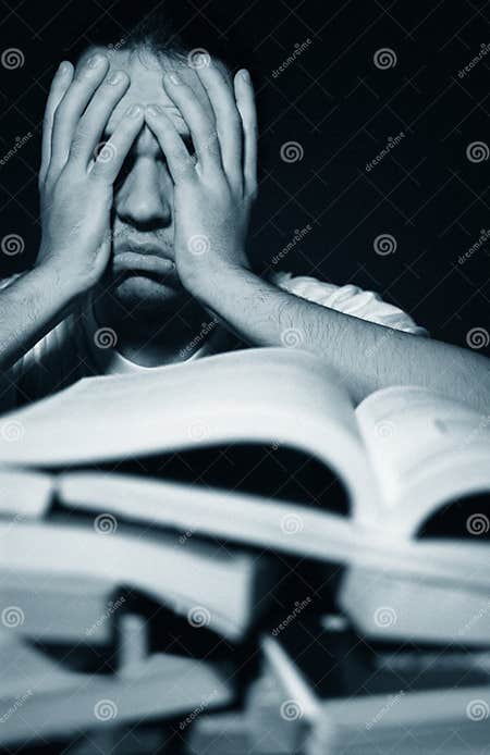Overwhelmed by Homework stock image. Image of college - 1860463