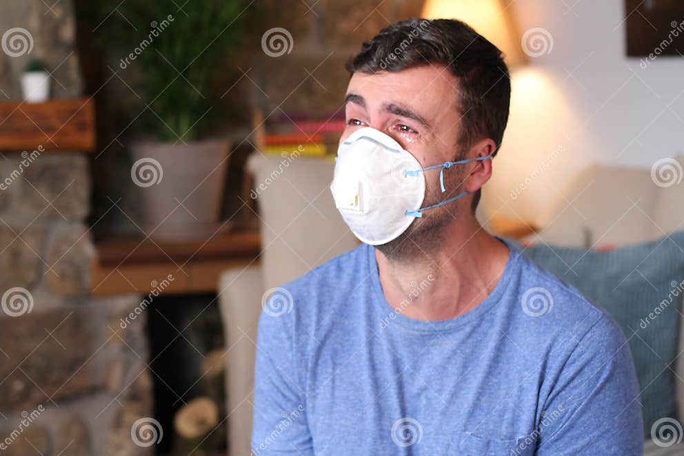 Overwhelmed Man Crying during Stat at Home Order Stock Image - Image of ...