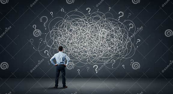 Overwhelmed? Man Facing Complex Problem, Decision Making, Solution ...