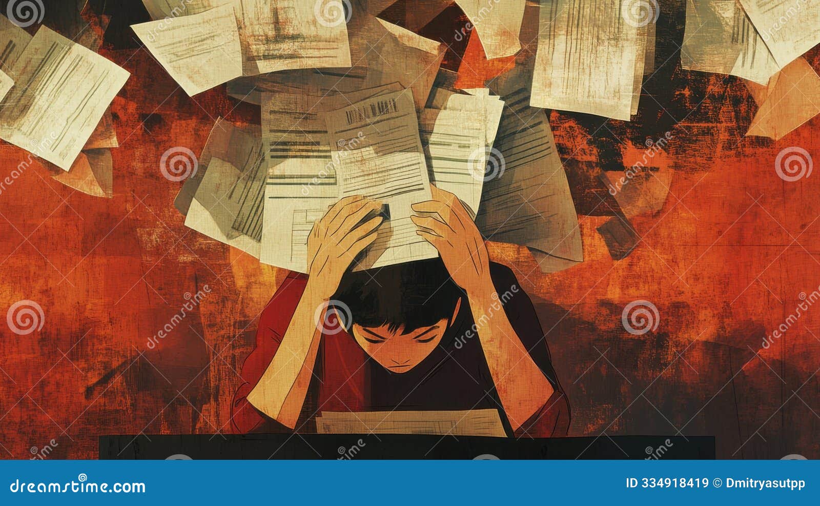 A Chaotic Desk Scene In Monochrome, Hinting At A Creative Block Royalty ...