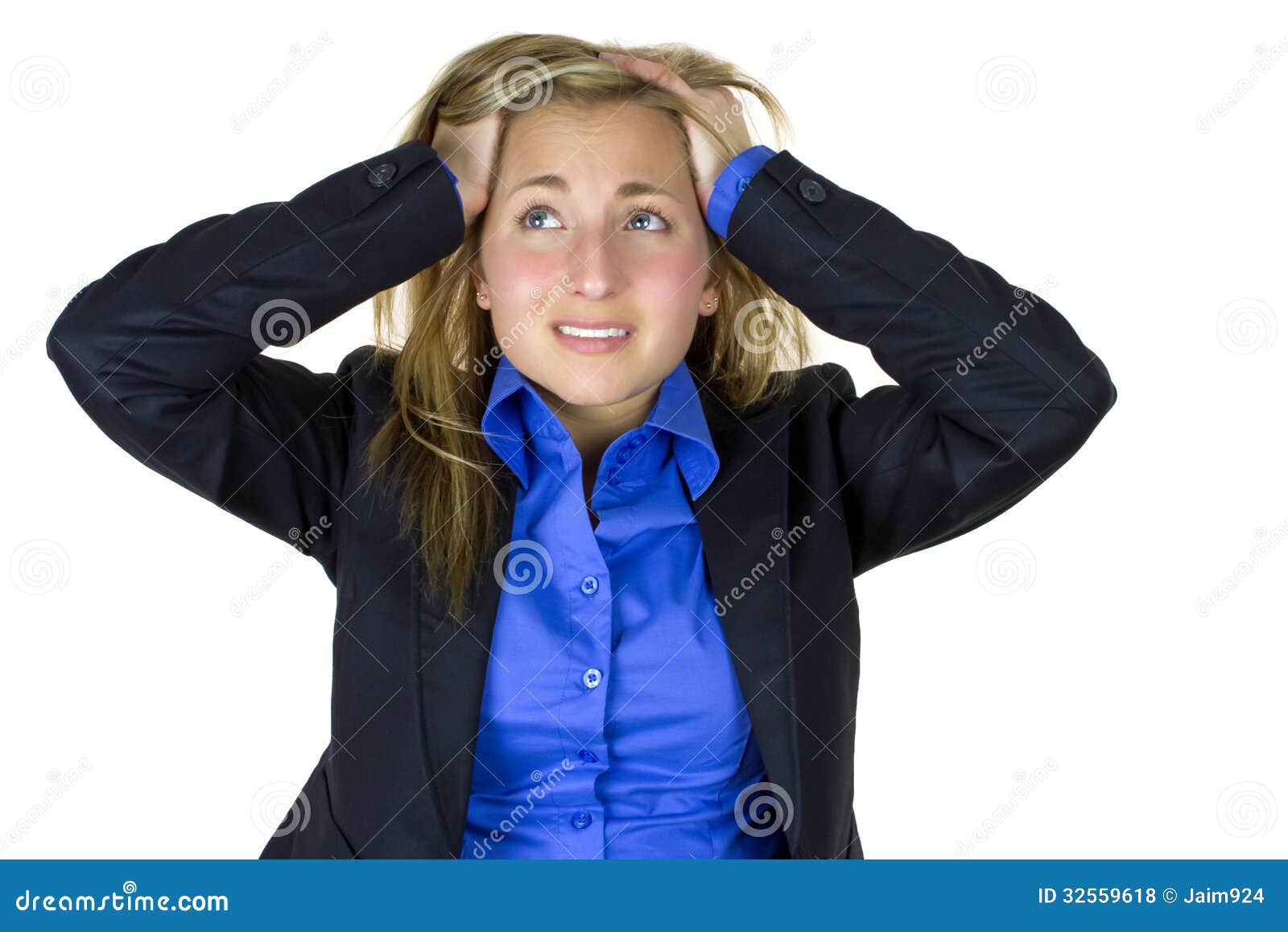 Overwhelmed worker stock photo. Image of blonde, emotional - 32559618