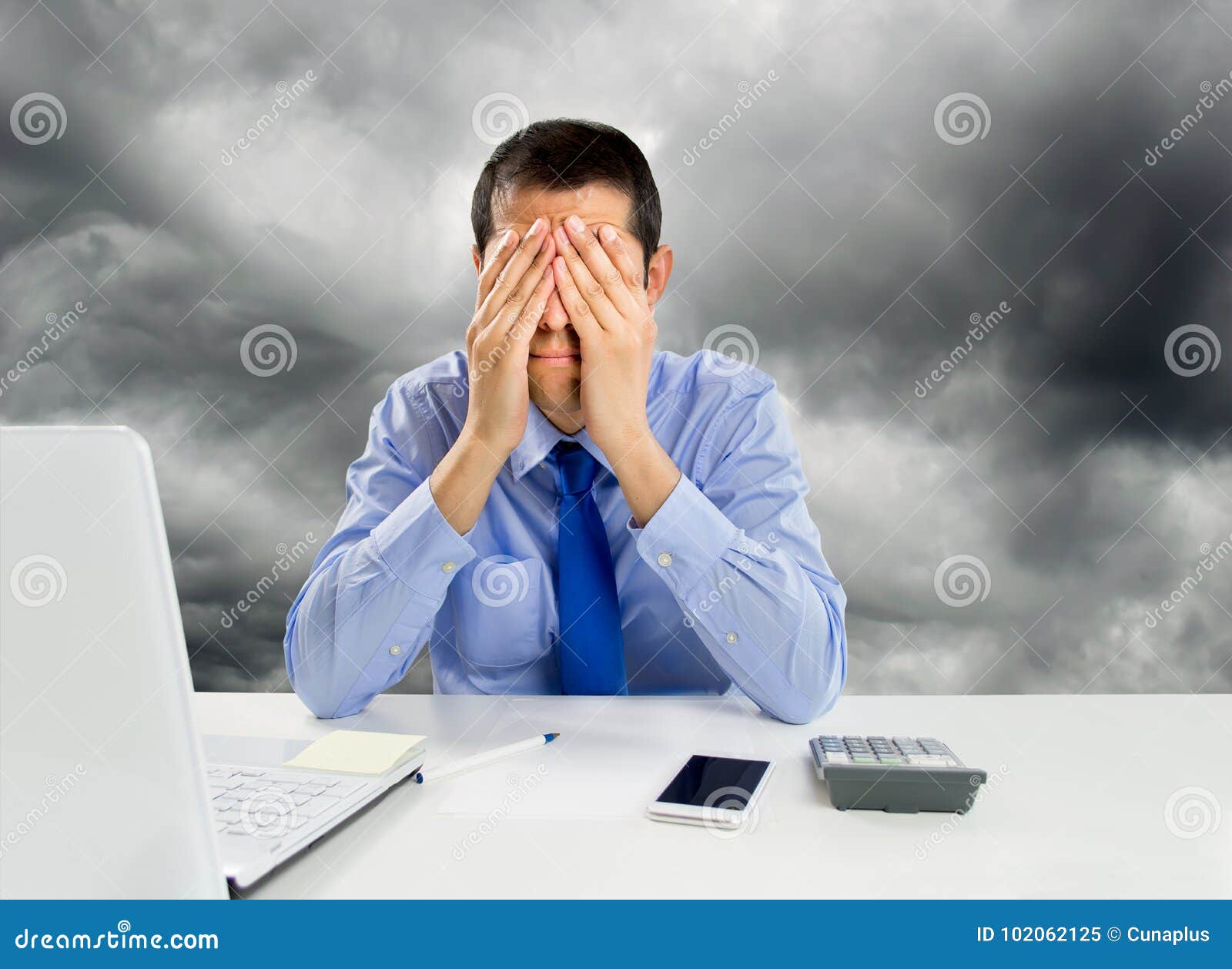 Overwhelmed at the Workplace Stock Image - Image of loser, displeased ...