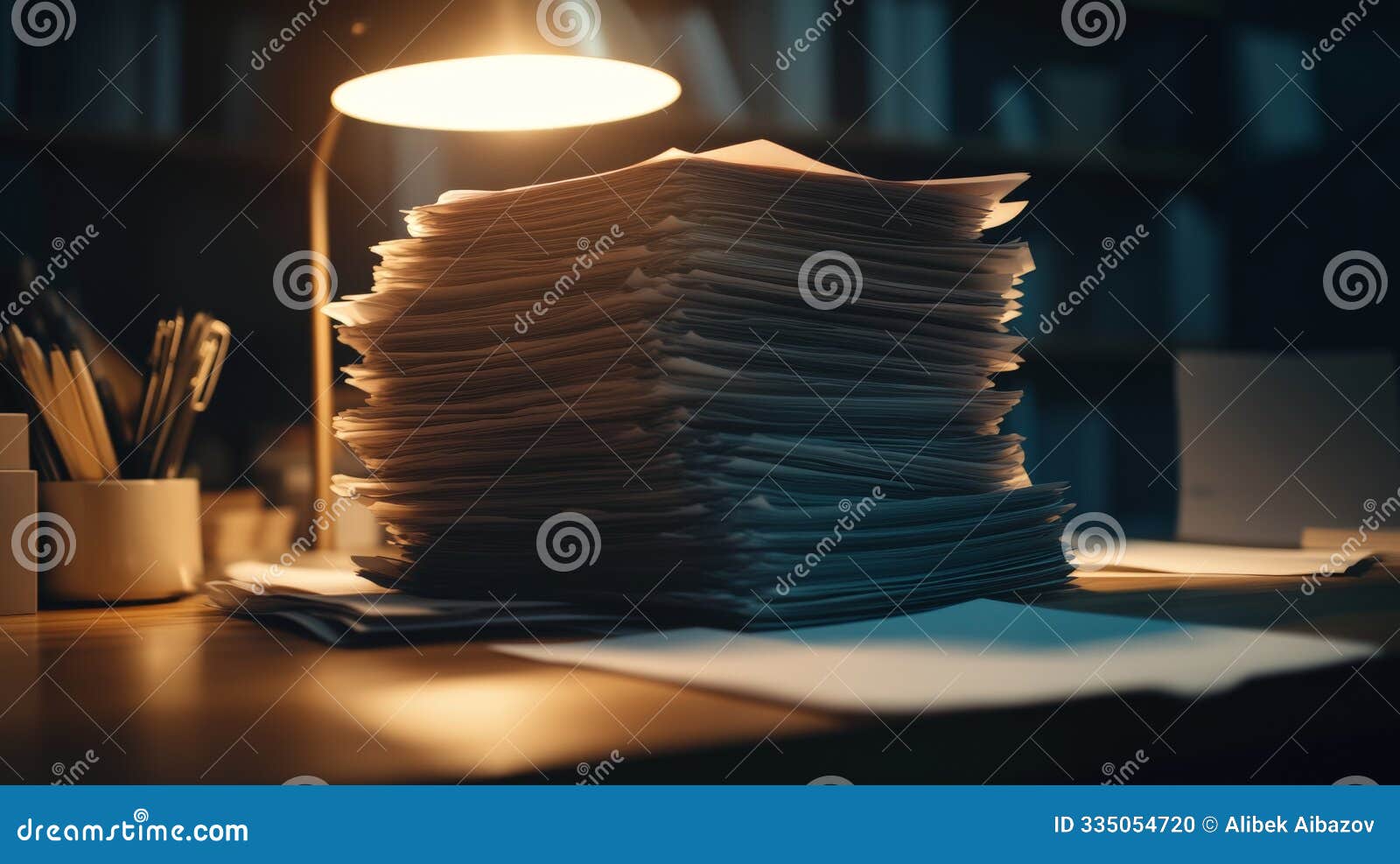 In Dimly Lit Office, Silhouettes Of Business People Communicate And ...