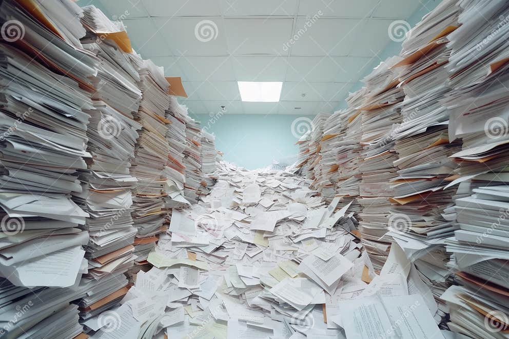 Overwhelming Pile of Paperwork in Office Stock Image - Image of ...
