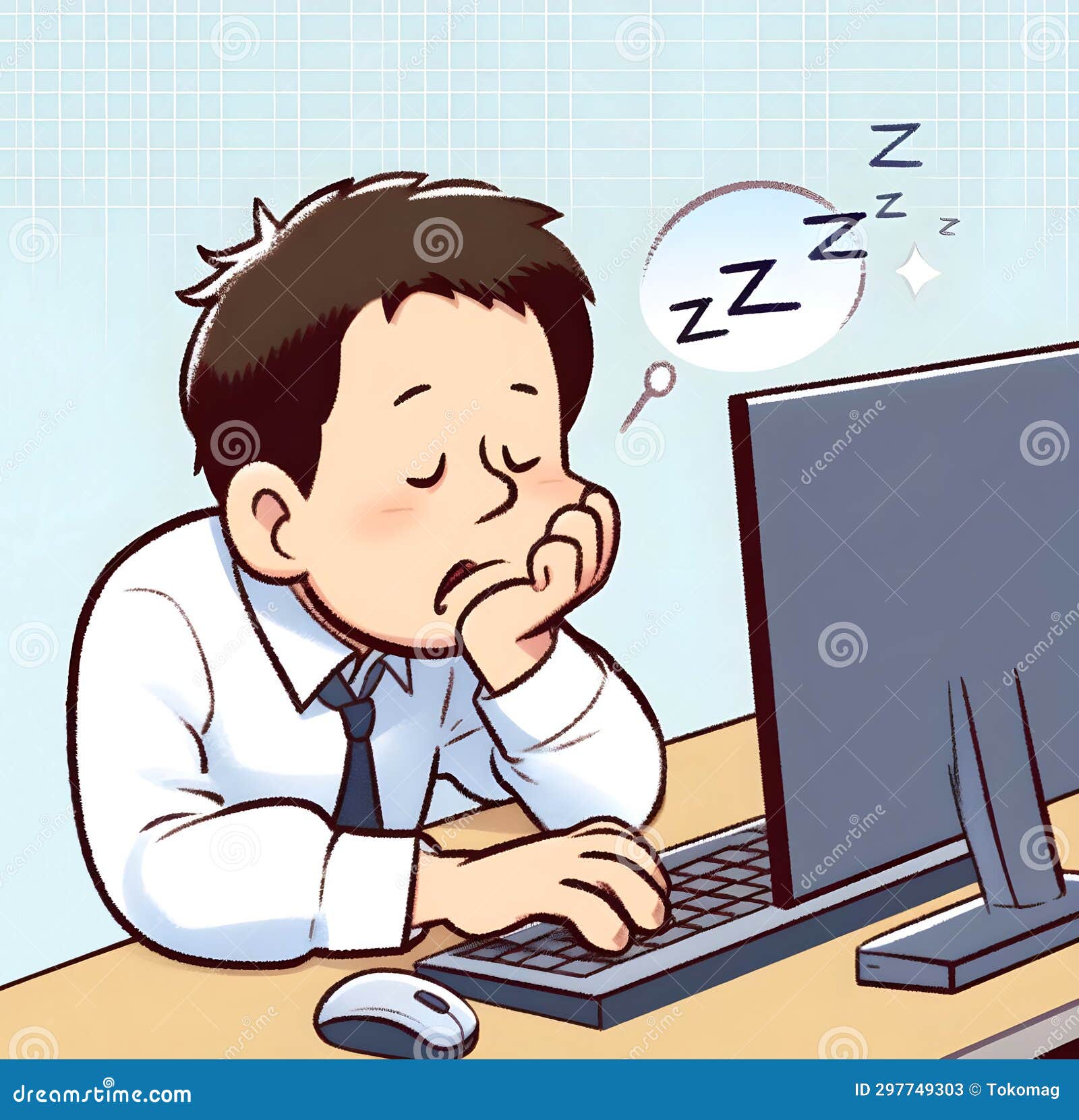 From Overwork and Fatigue, Man Fell Asleep at the Computer Stock Image ...