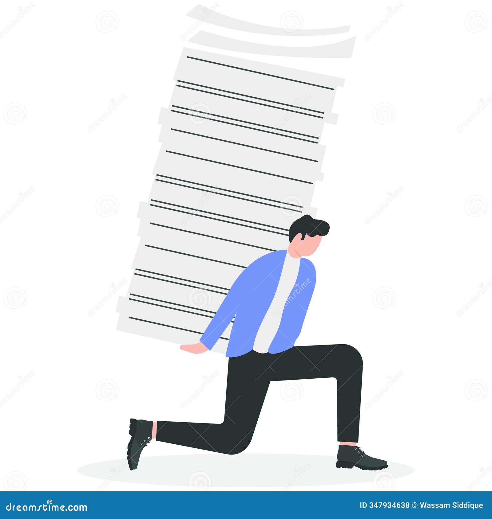 Overwork, Office Routine Flat Vector Illustration. Depressed Corporate ...