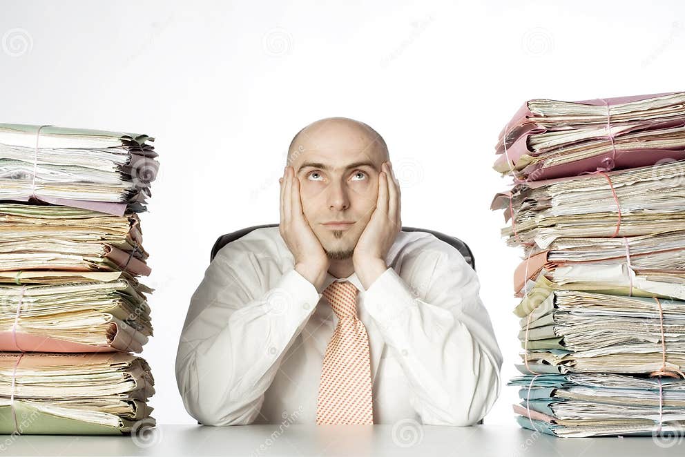 Overworked administrator stock image. Image of beleaguered - 2107471