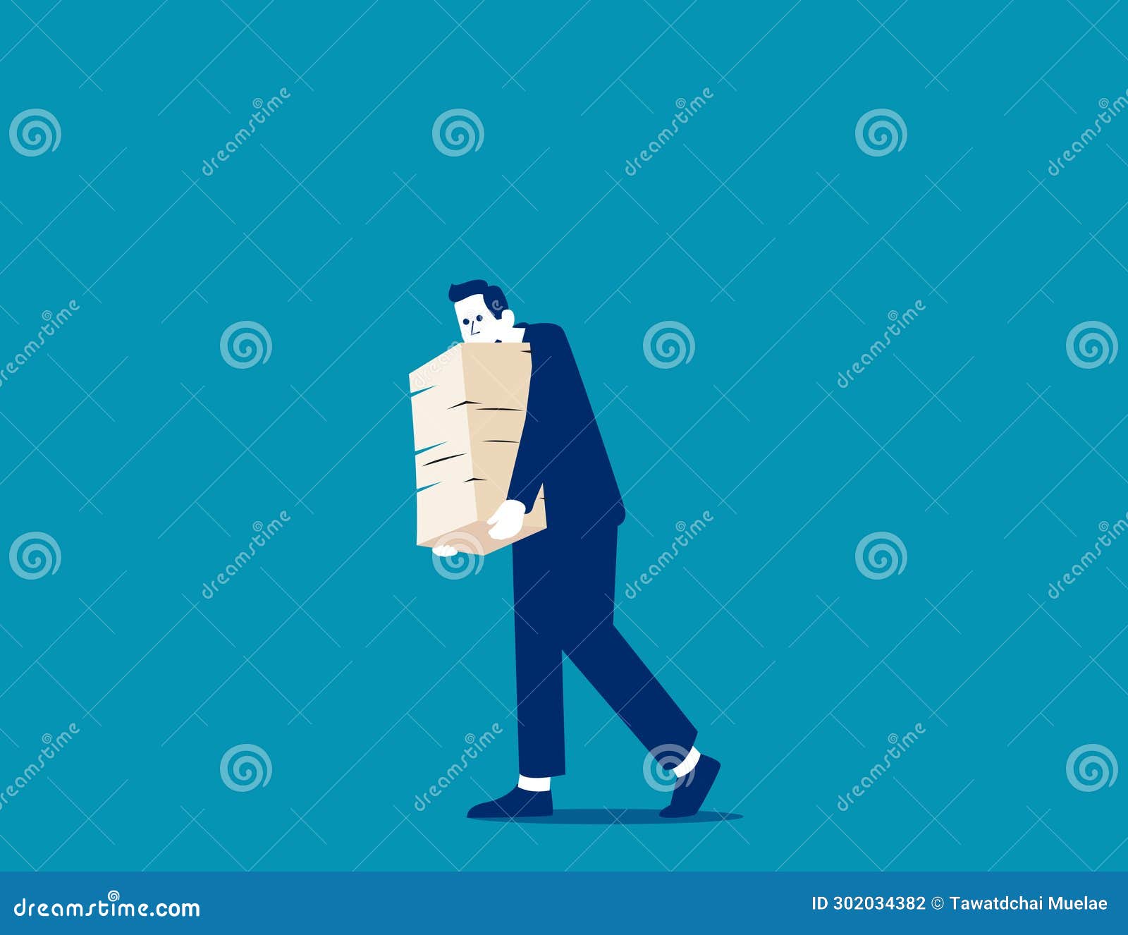 Person Carry Heavy Burdens Of Life. Pressure Of Difficulties And ...