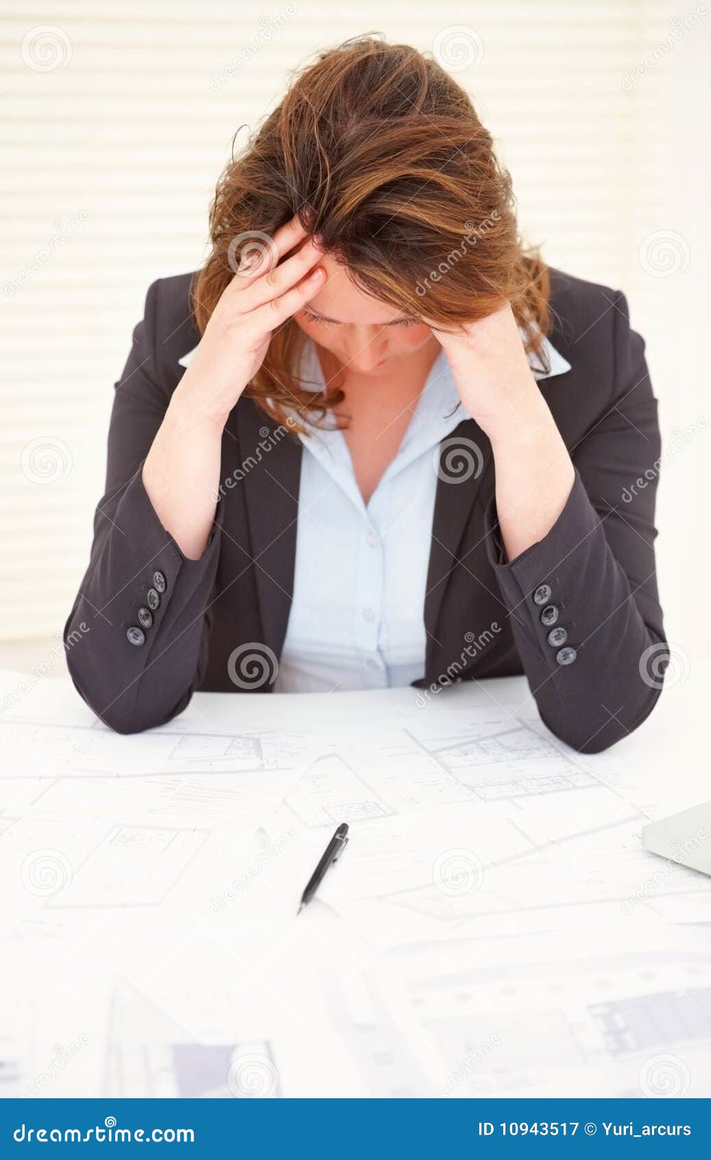 Overworked - Business Woman at Work Stock Image - Image of executive ...