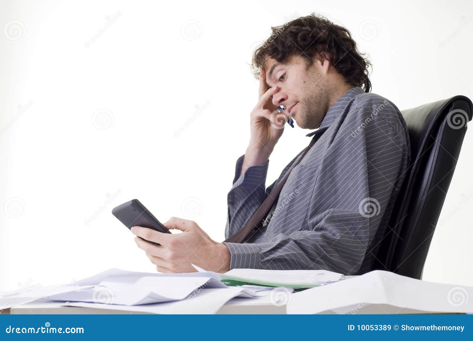Overworked businessman stock image. Image of pile, desk - 10053389