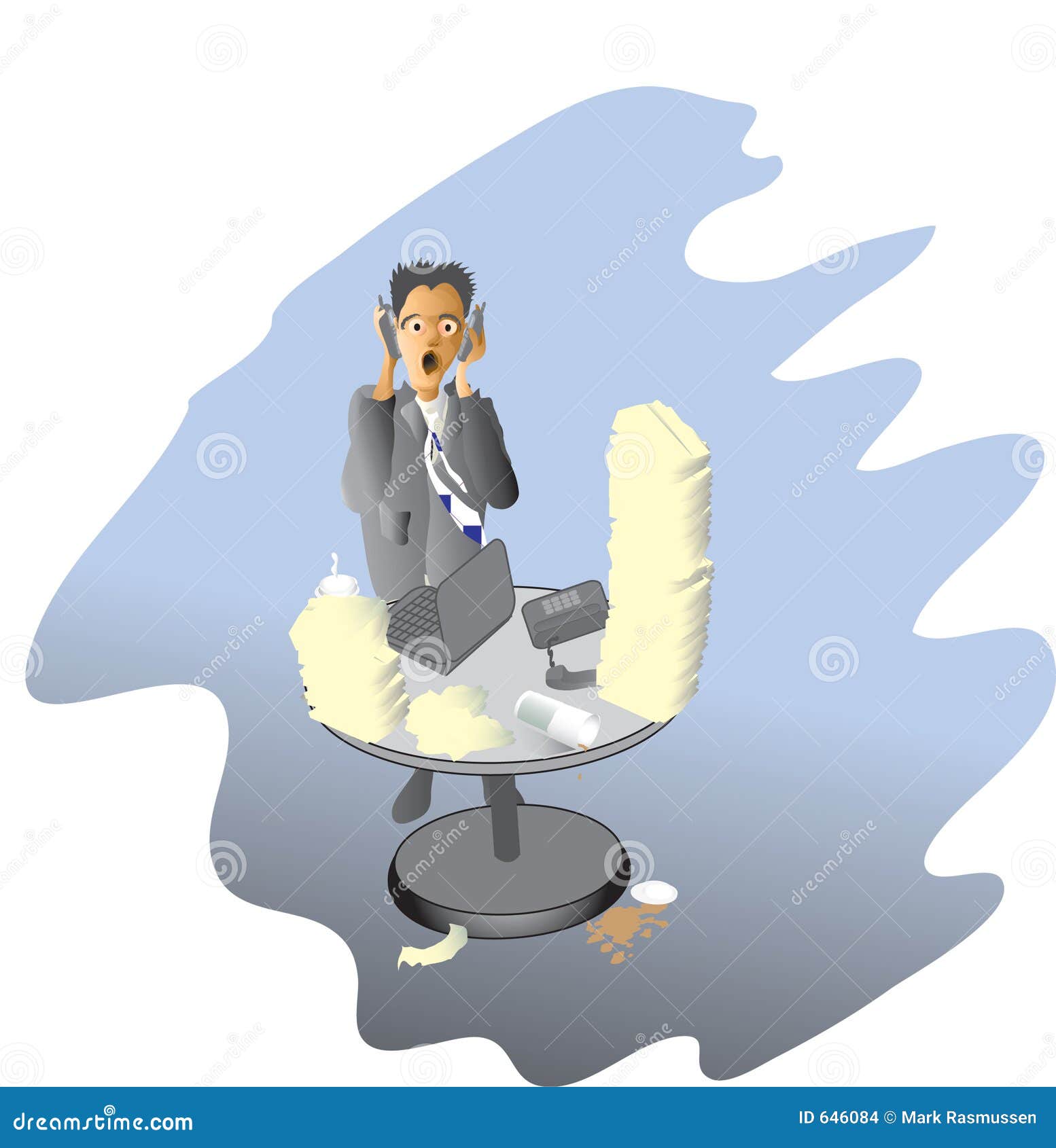 Overworked businessman stock vector. Illustration of laptop - 646084