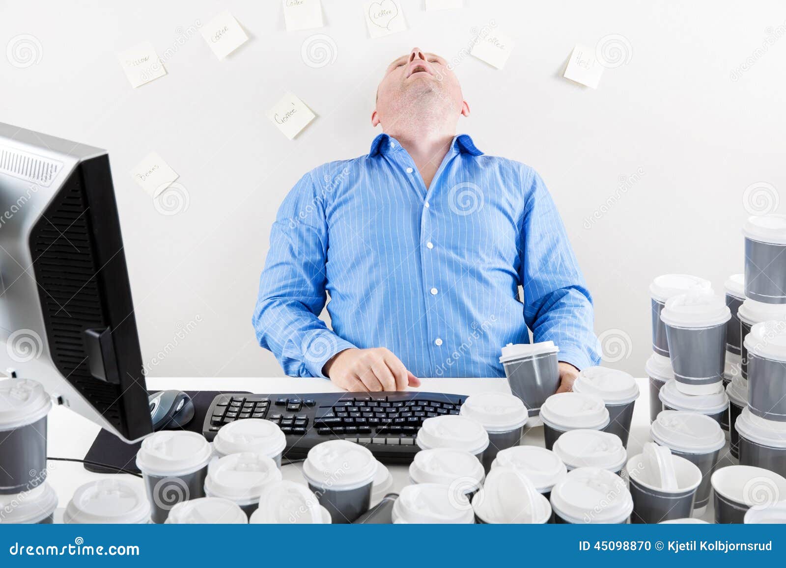 Overworked Businessman Drinks Too Much Coffee Stock Photo - Image of ...