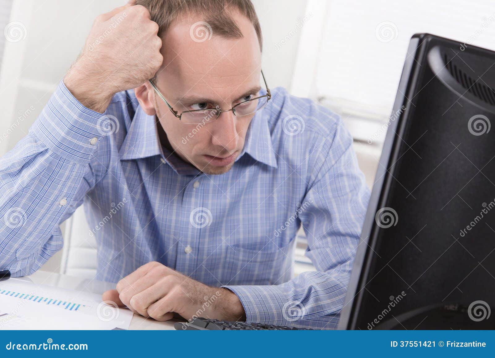 Overworked Businessman Frustrated and Stressed in His Office Wit Stock ...