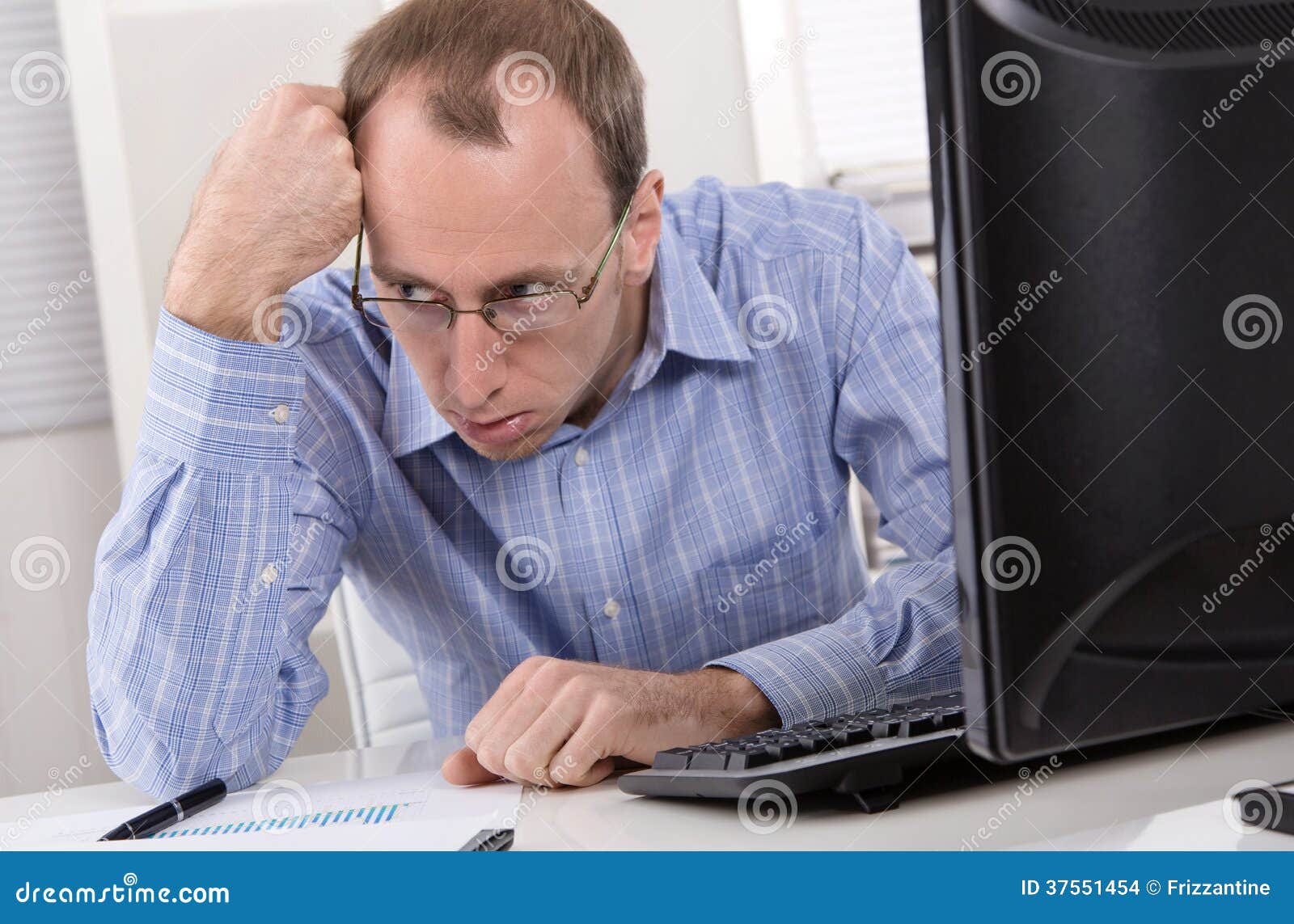 Overworked Businessman Frustrated and Stressed in His Office Wit Stock ...