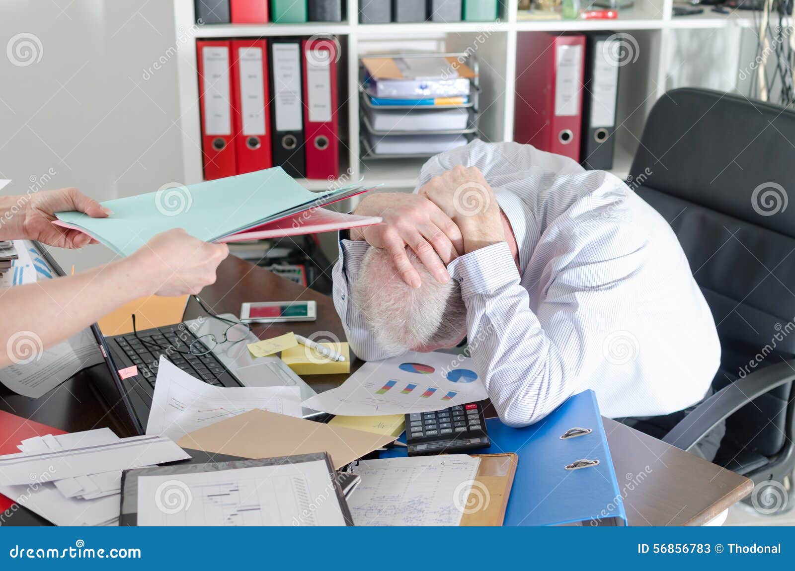 Overworked businessman stock image. Image of business - 56856783