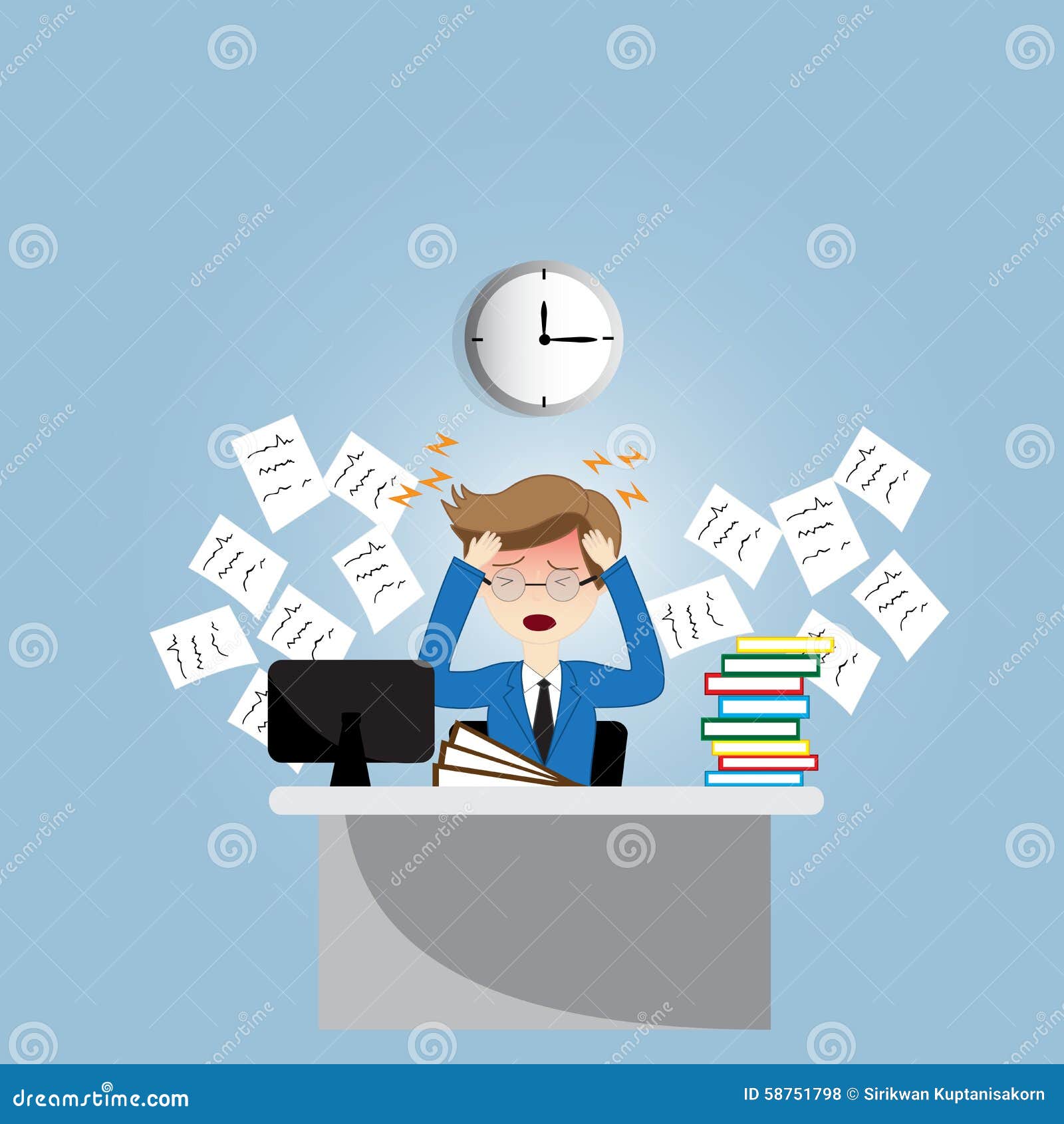 Overworked businessman stock vector. Illustration of failure - 58751798