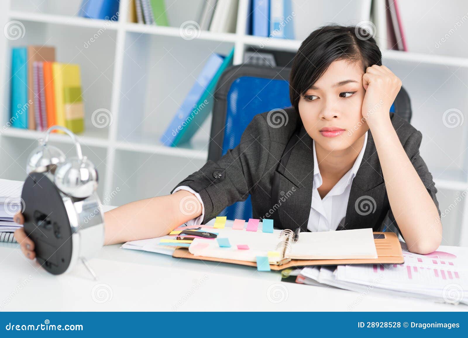 Overworked businesswoman stock photo. Image of alarm - 28928528