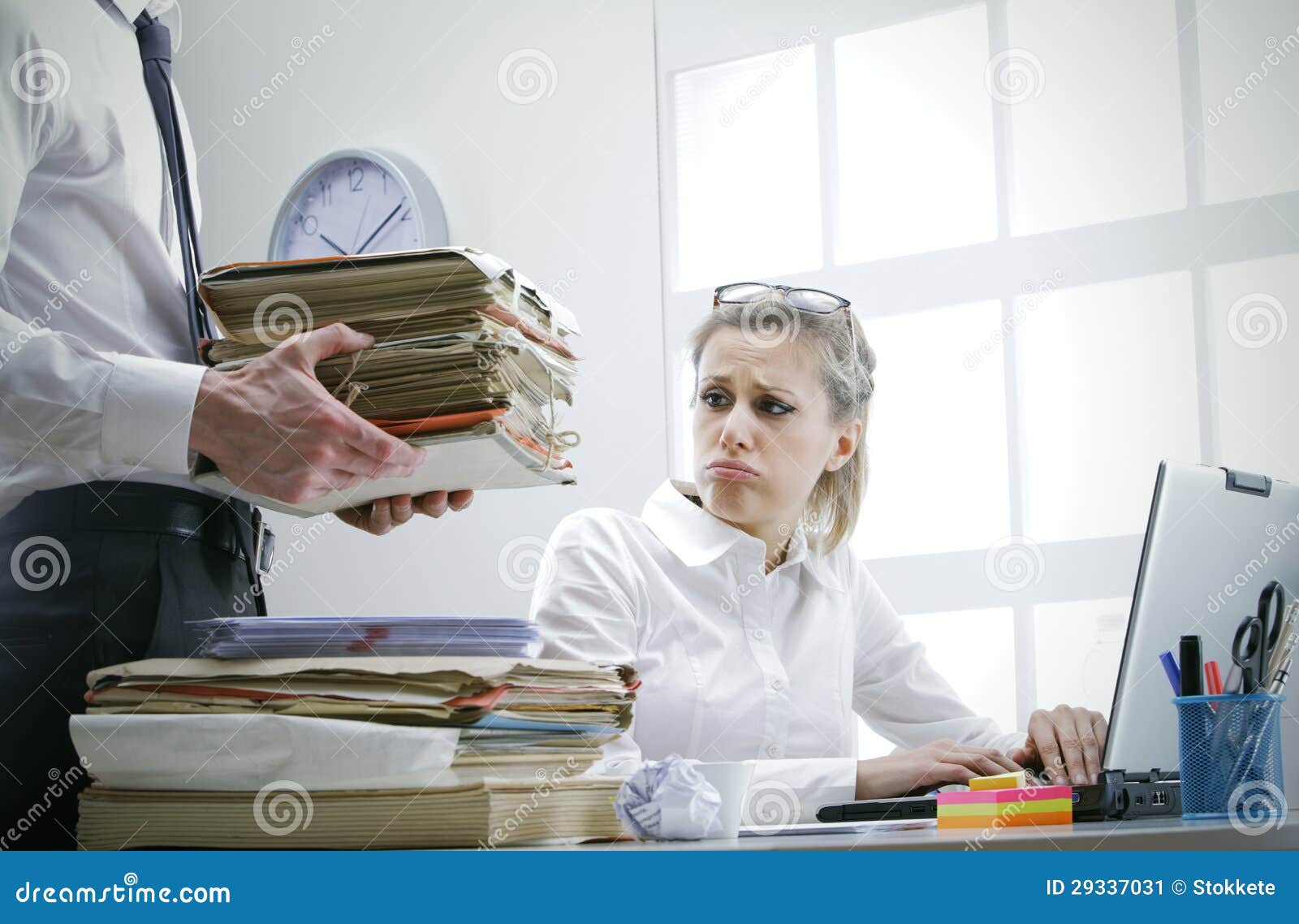 Overworked businesswoman stock image. Image of frustration - 29337031