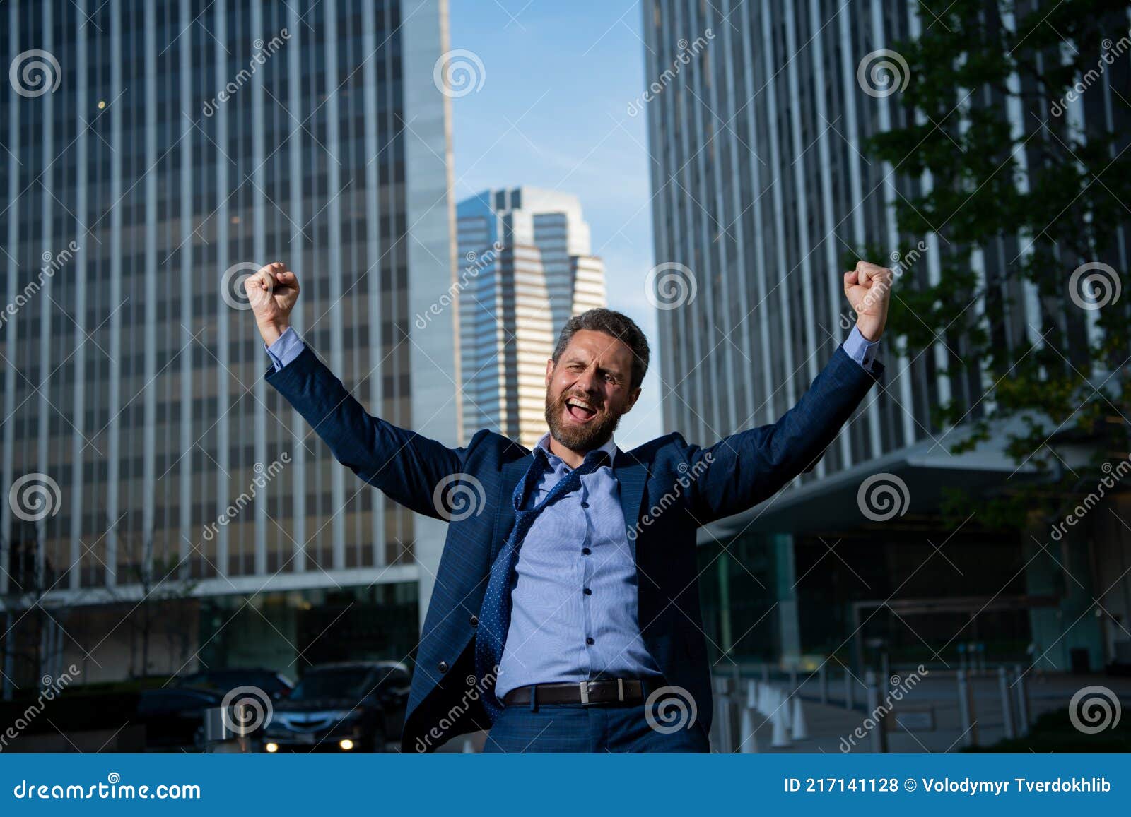 Overworked Excited Business Man. Hard Business Work. Stock Photo ...