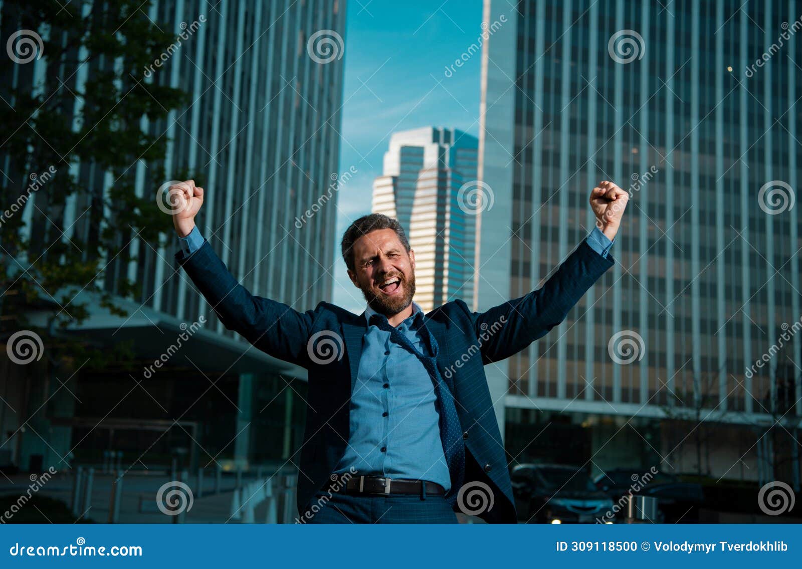 Overworked Excited Business Man. Hard Business Work. Stock Photo ...