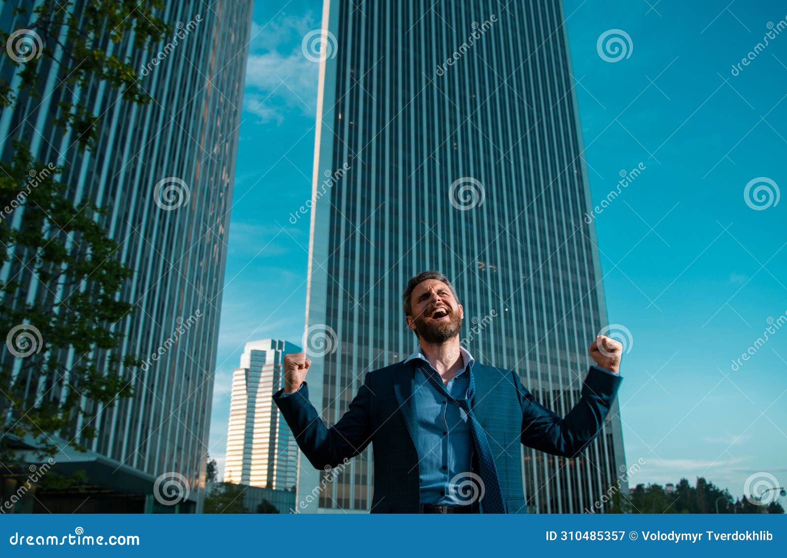 Overworked Excited Business Man. Hard Business Work. Stock Image ...