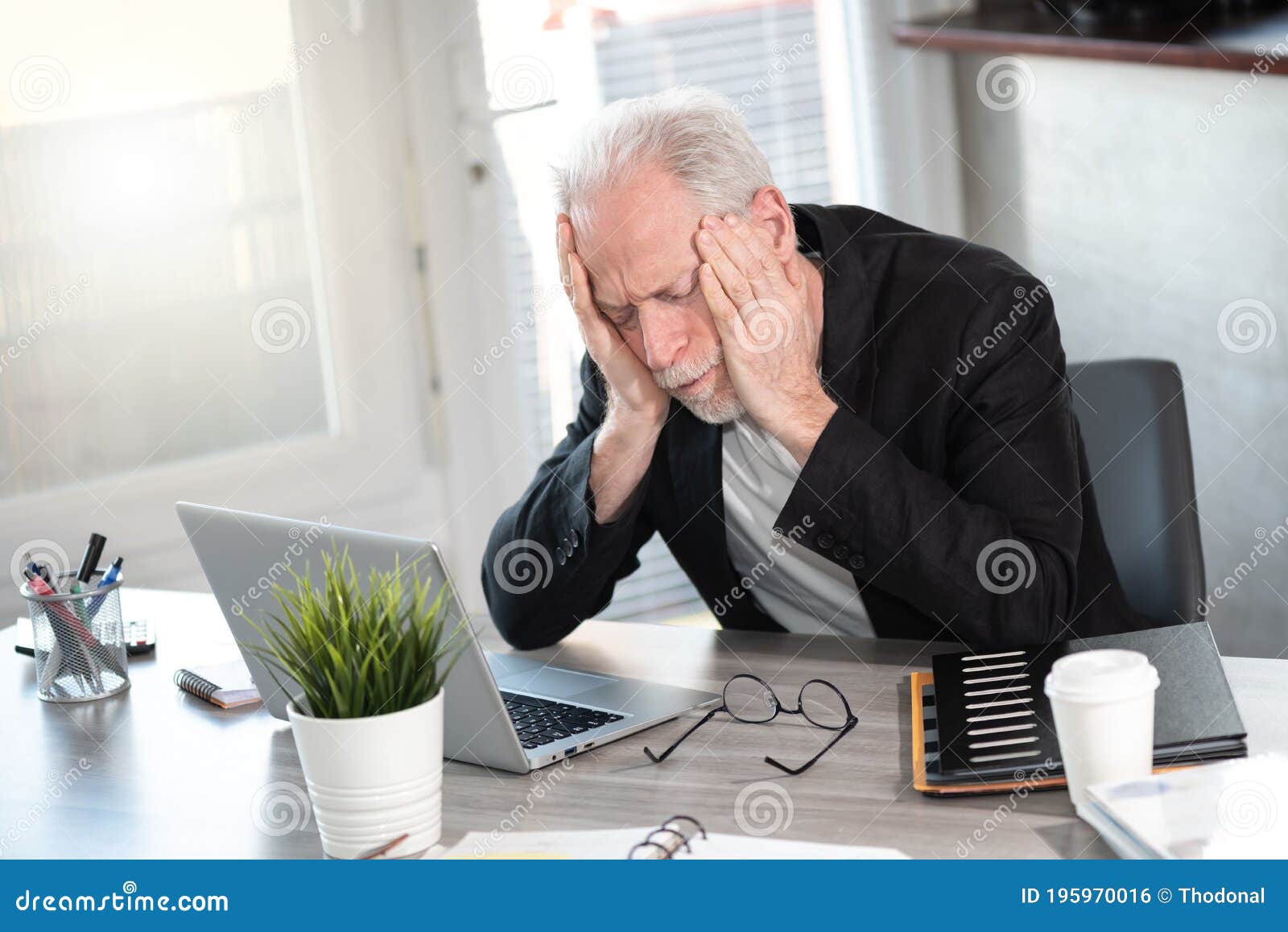 Overworked and Exhausted Senior Businessman Stock Photo - Image of ...