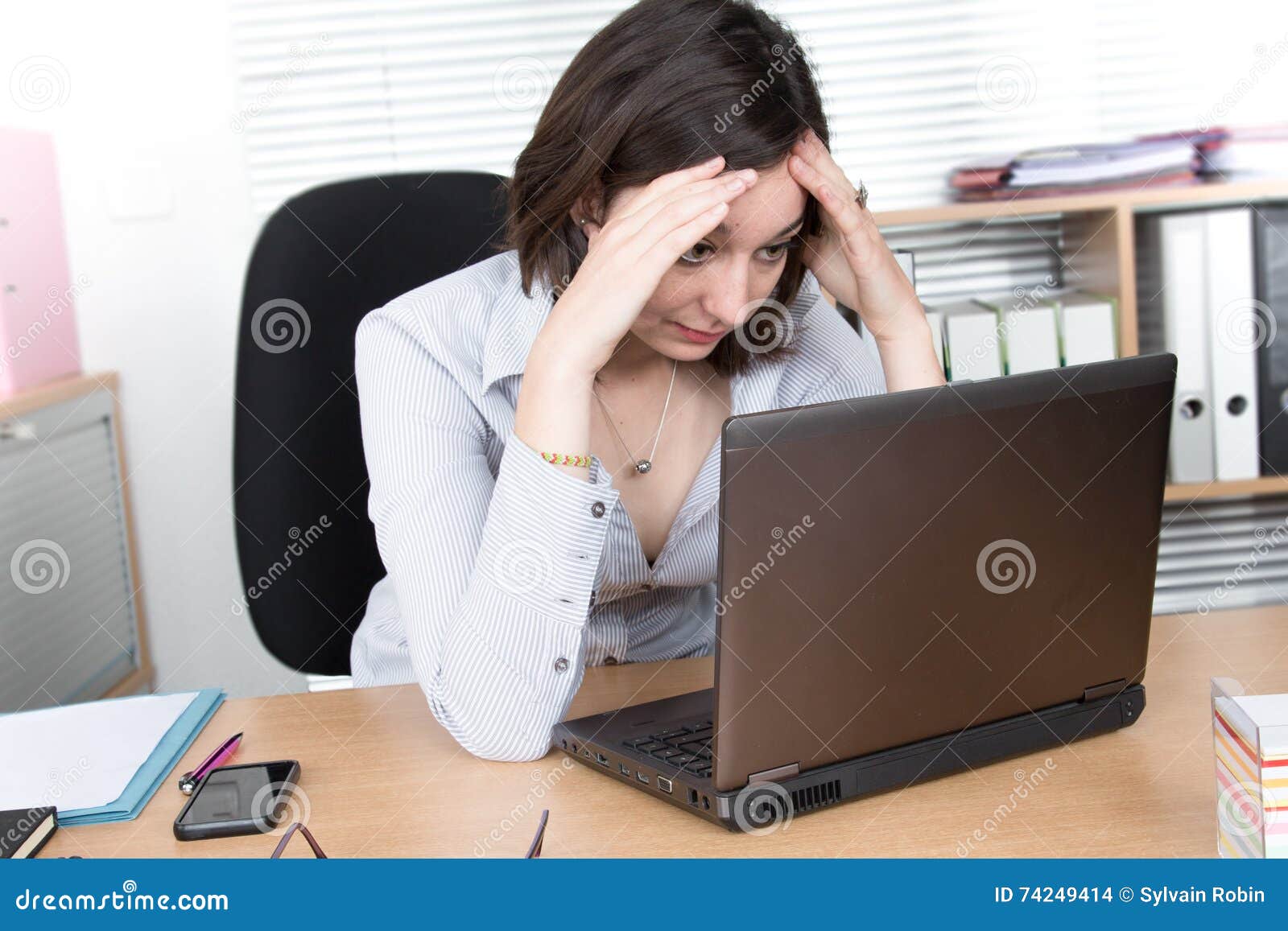 Overworked and Fed Up Young Woman in Front of Computer Stock Photo ...