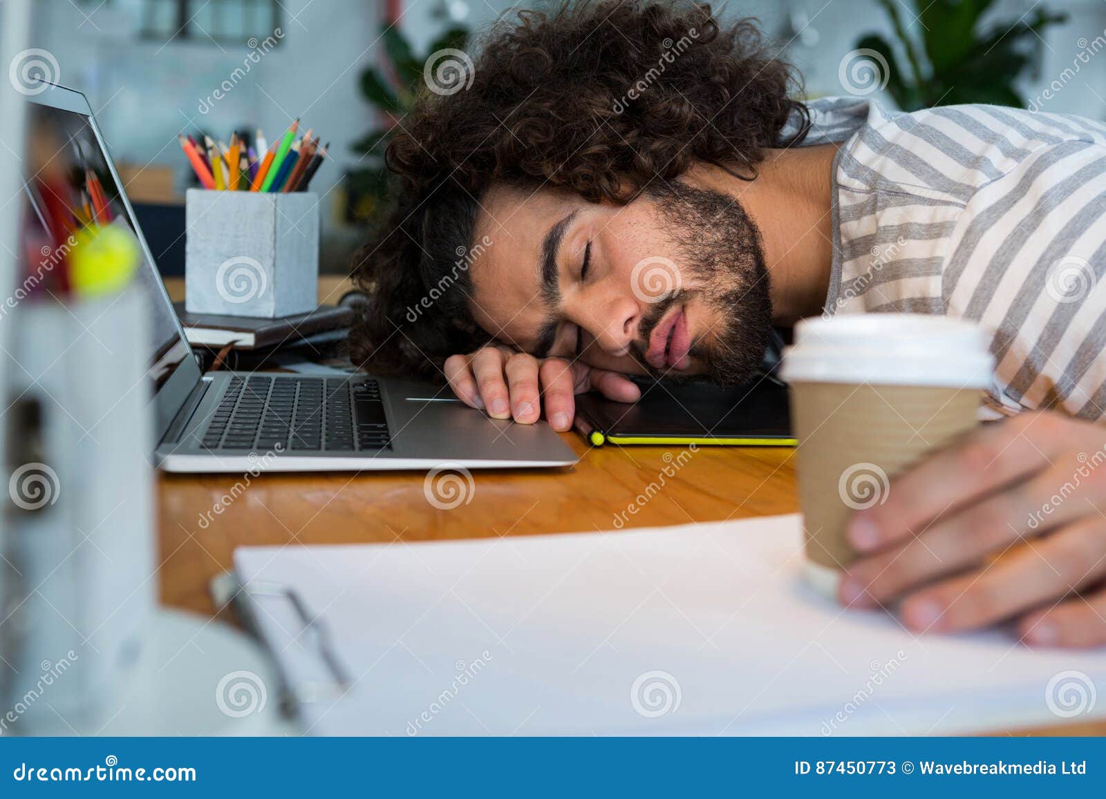 Overworked Graphic Designer Sleeping on His Desk Stock Image - Image of ...