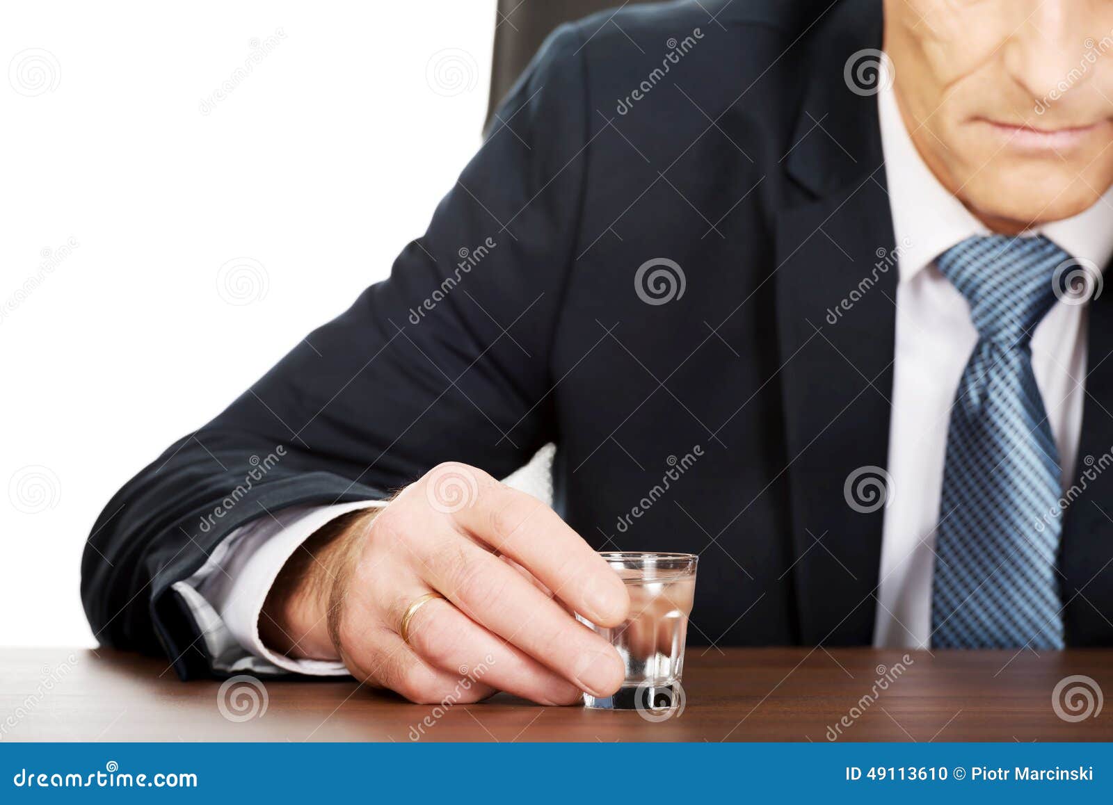 Overworked Man Drinking Vodka in Office Stock Photo - Image of booze ...
