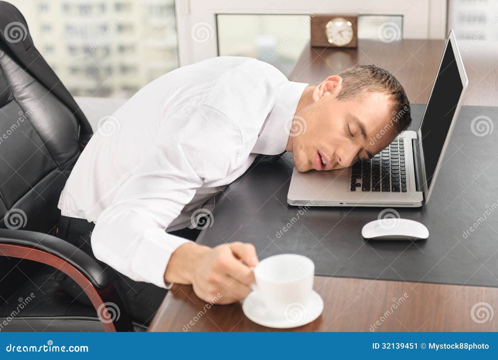 Overworked man stock image. Image of emotional, desk - 32139451