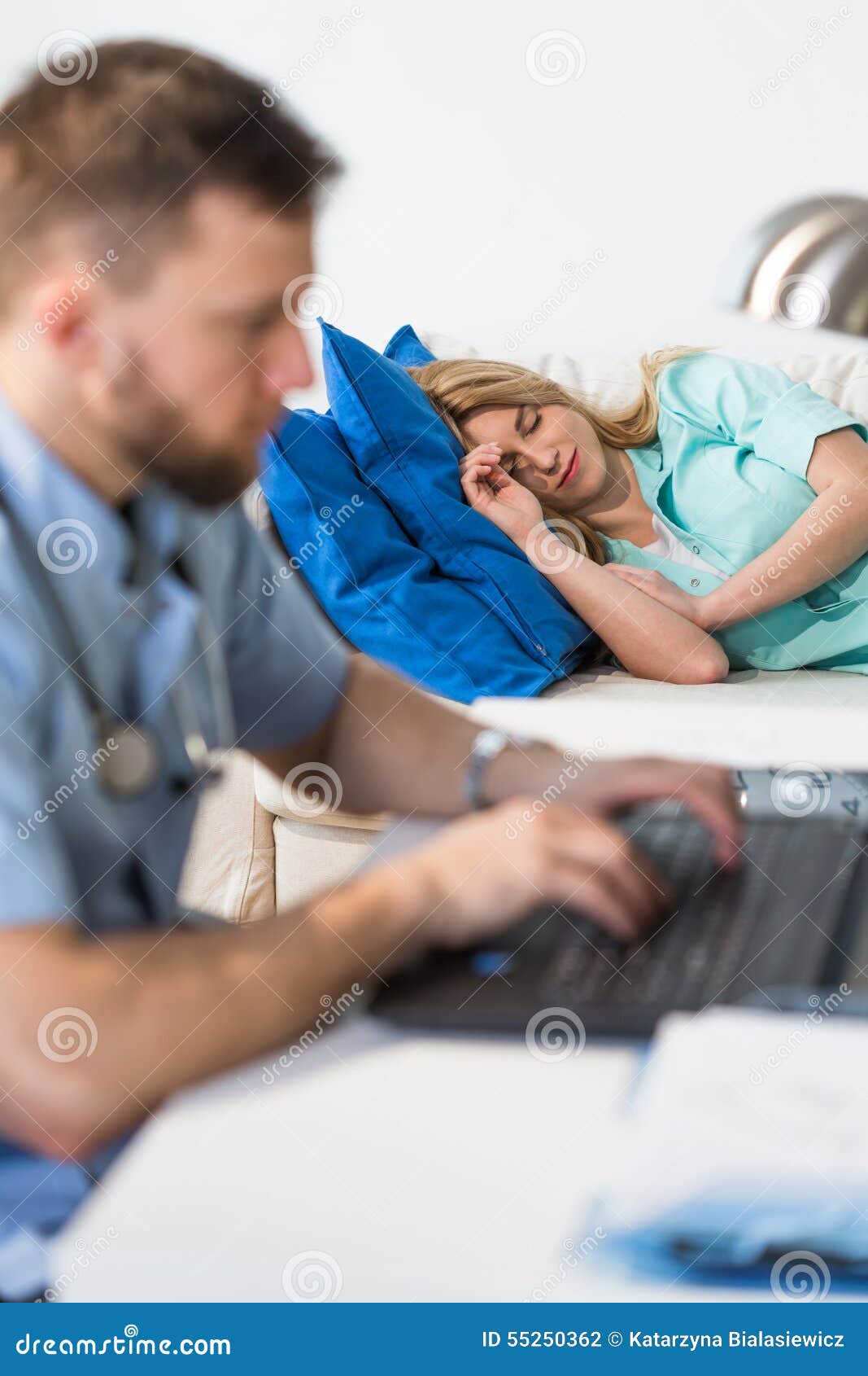 Overworked nurse s sleep stock photo. Image of exhaustion - 55250362
