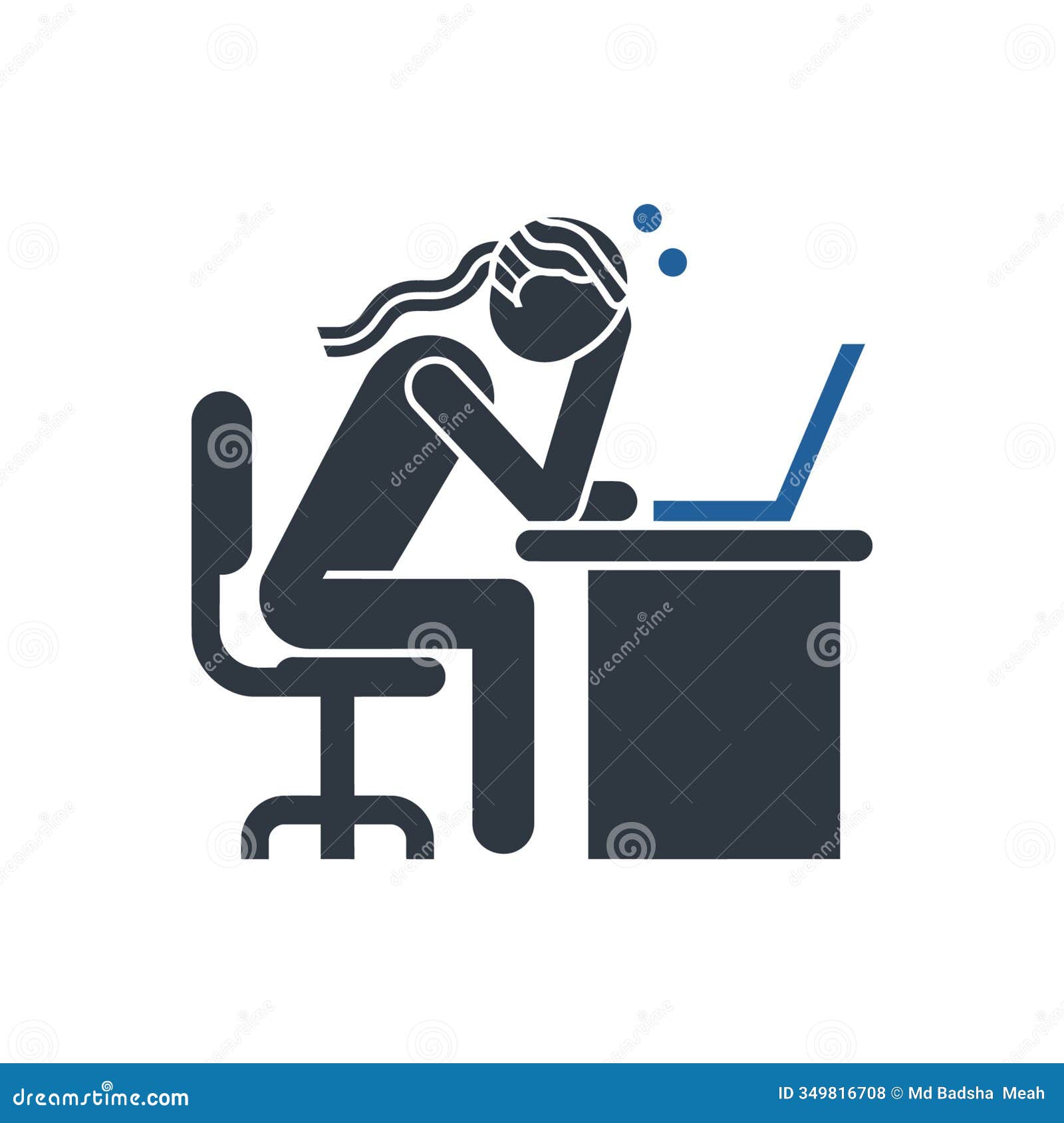 Overworked Office Stress Icon Stock Vector - Illustration of laptop ...