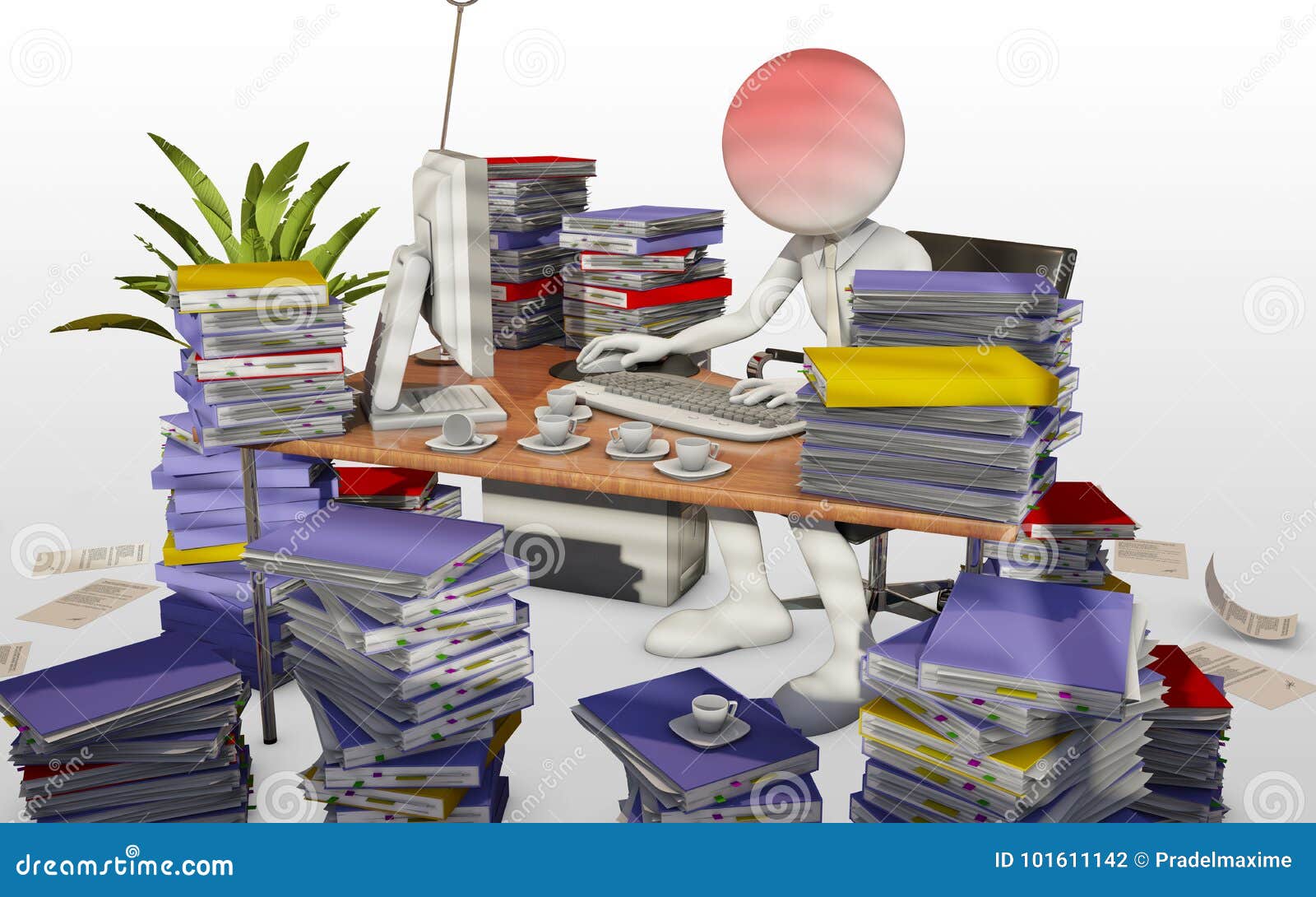 Overworked office worker stock illustration. Illustration of career ...