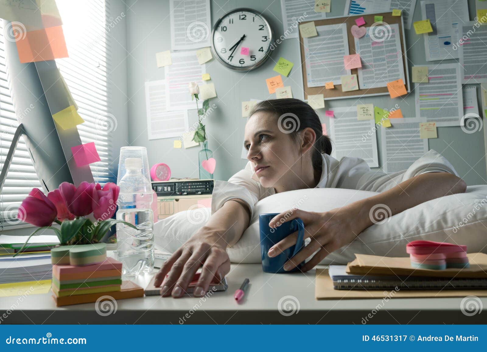 Overworked office worker stock image. Image of room, full - 46531317
