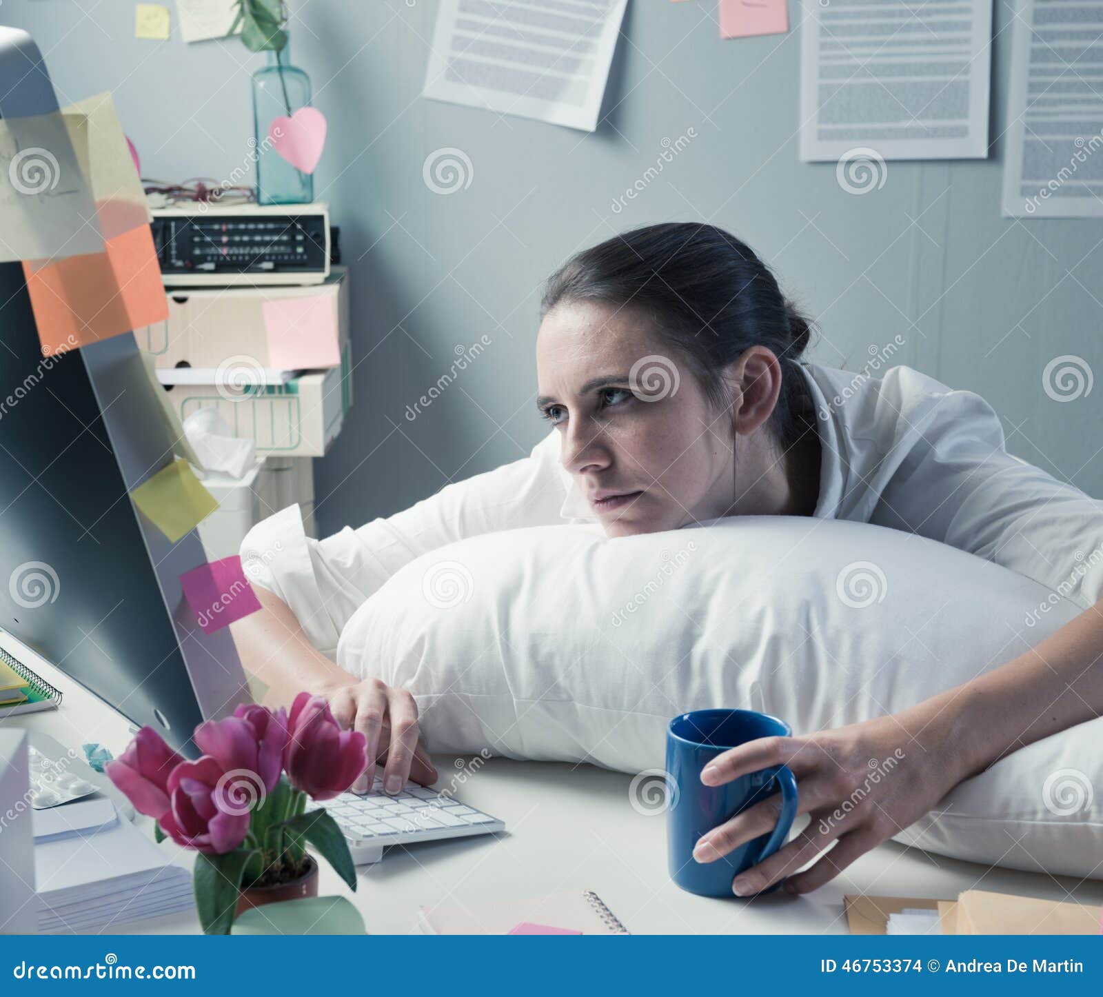 Overworked office worker stock photo. Image of employee - 46753374