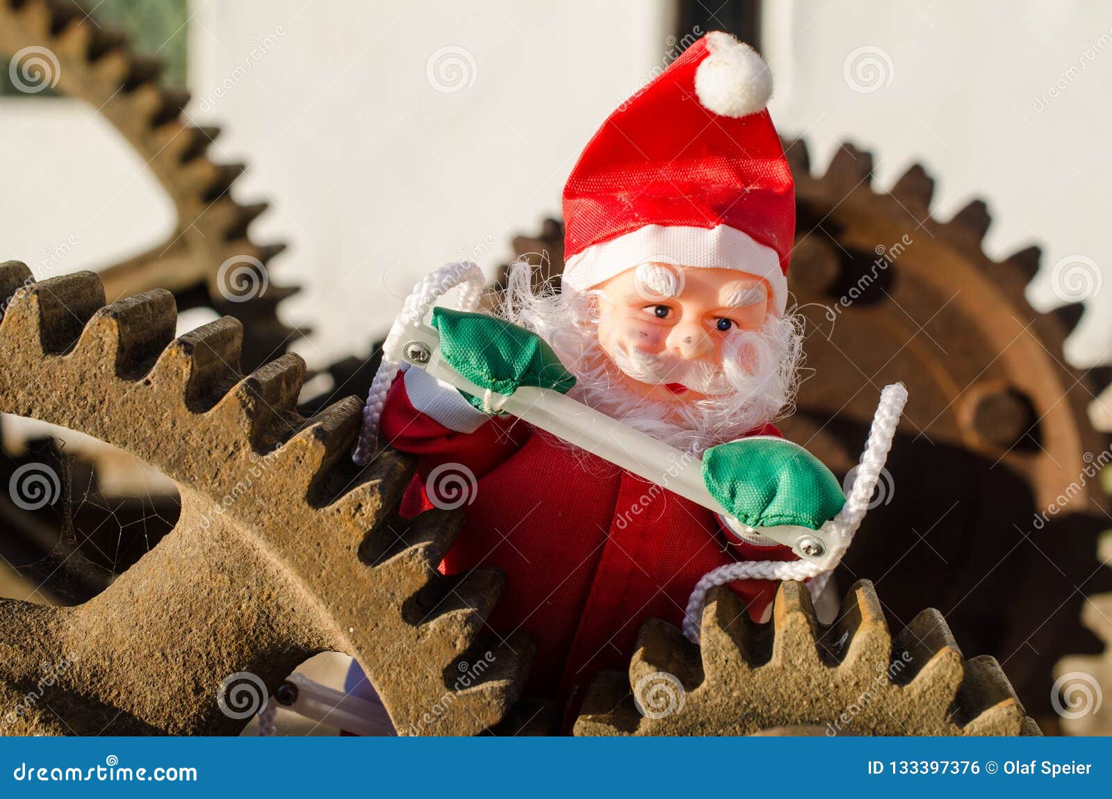 Overworked Santa on duty stock photo. Image of season - 133397376