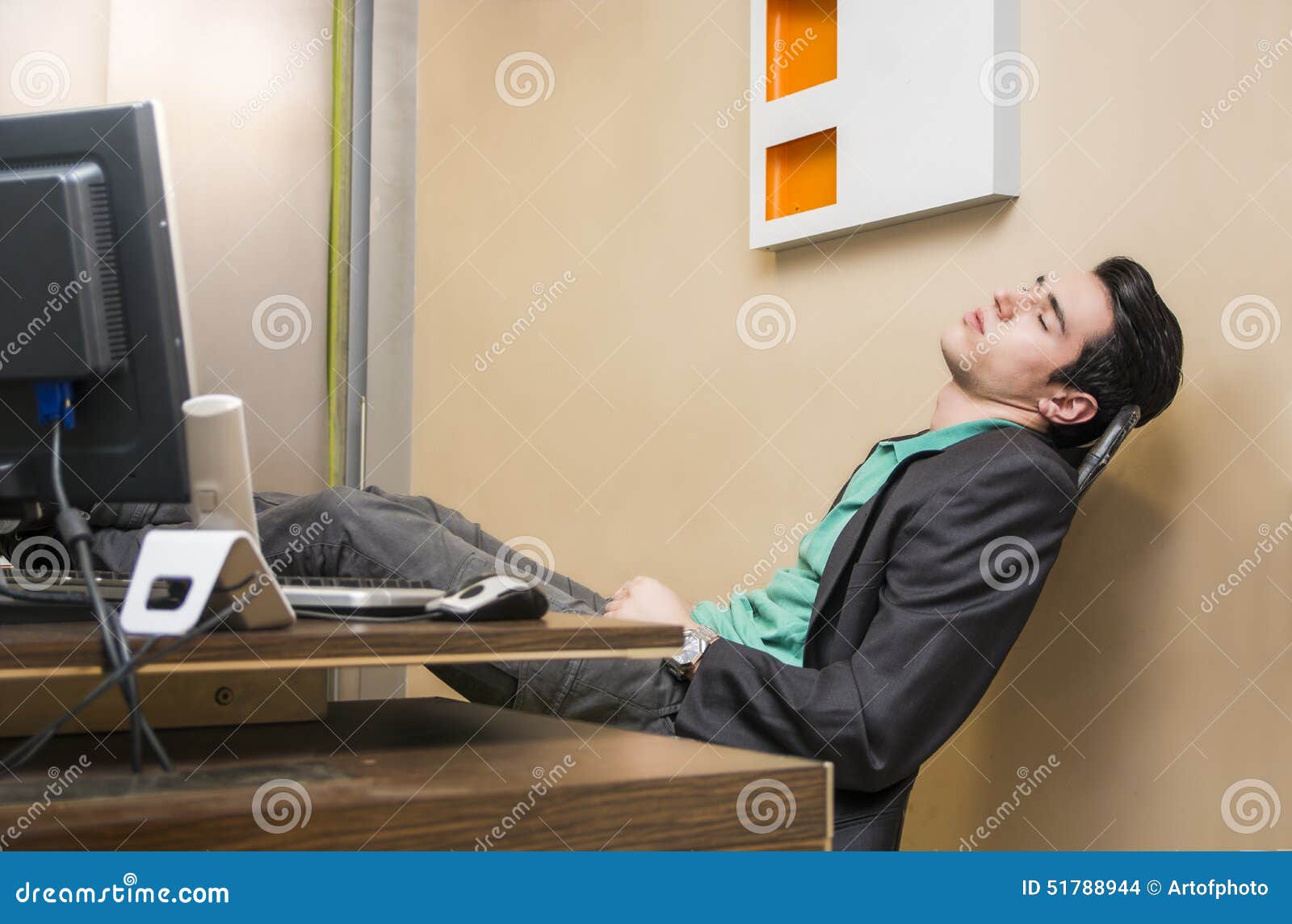 Overworked, Tired Young Businessman Sleeping Stock Photo - Image of ...