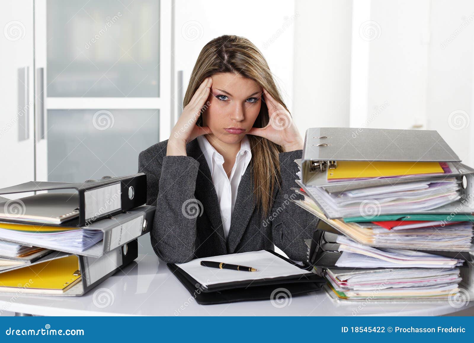 Overworked woman stock photo. Image of overwhelmed, tired - 18545422