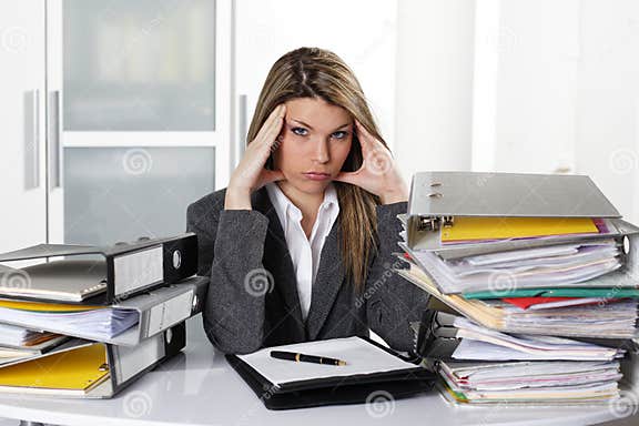Overworked woman stock photo. Image of overwhelmed, tired - 18545422