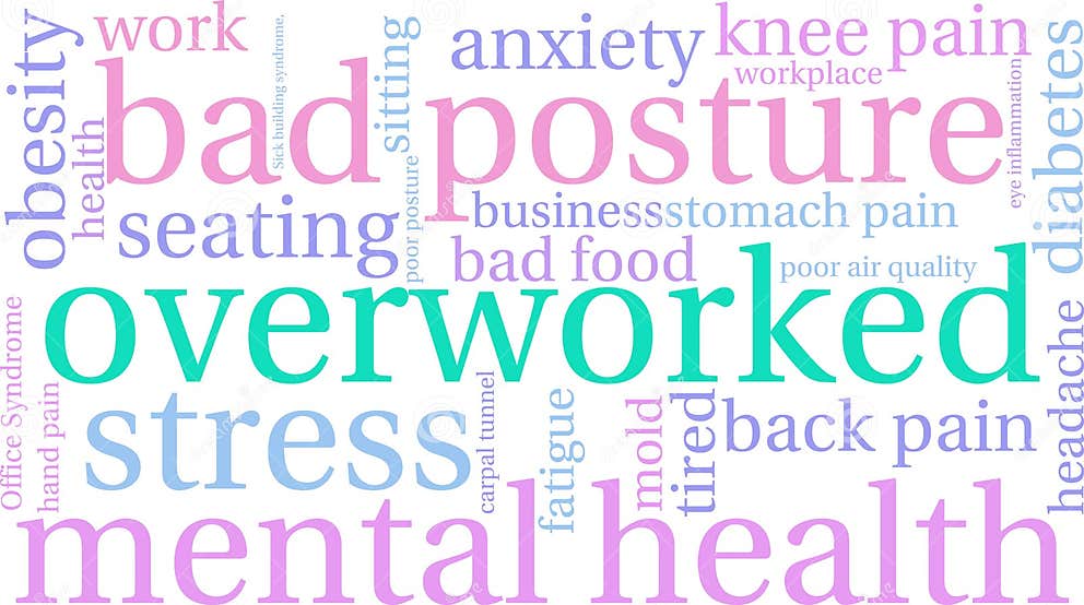 Overworked Word Cloud stock vector. Illustration of mental - 99392710