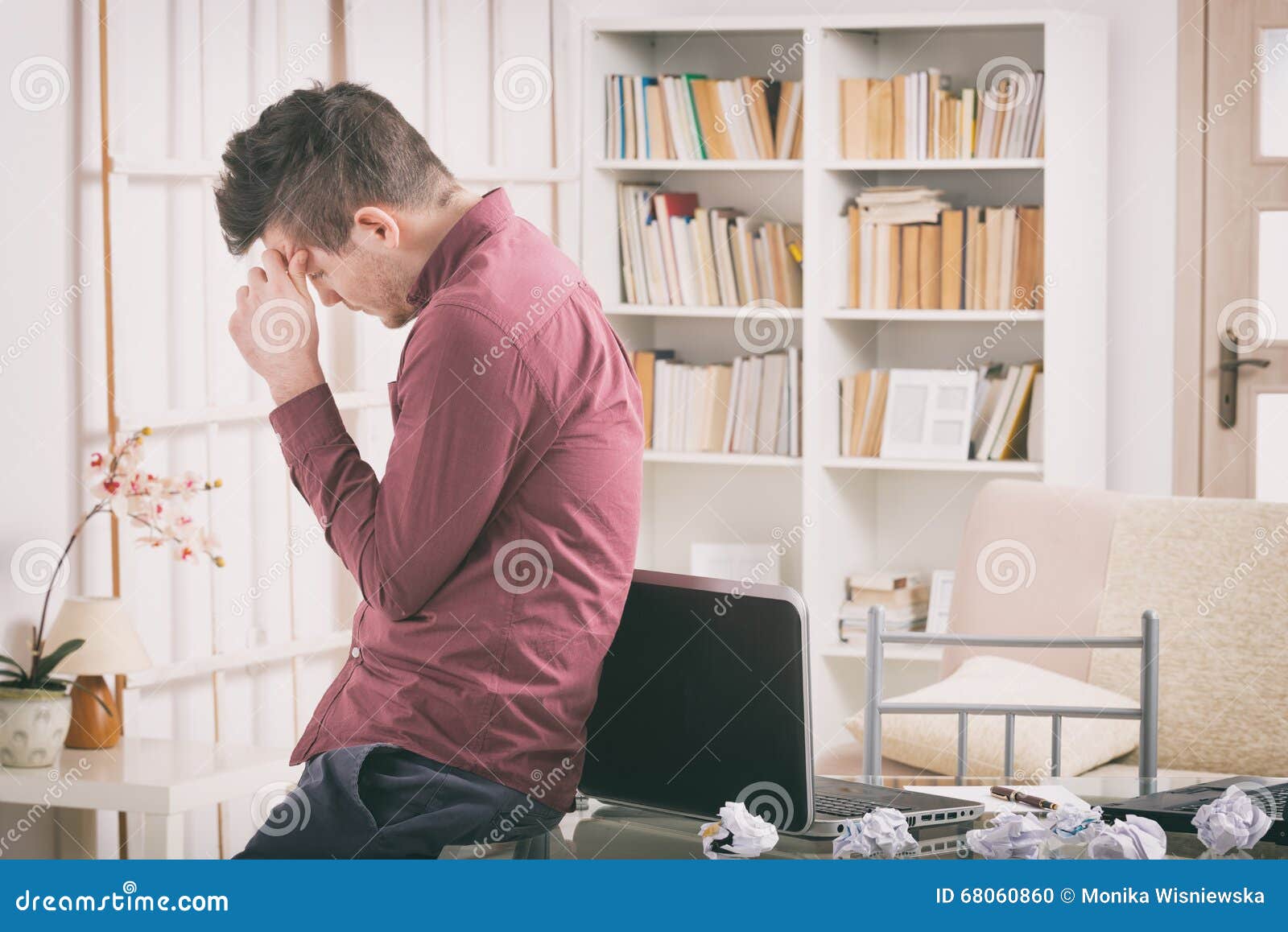 Overworked young man stock photo. Image of overwork, overworked - 68060860