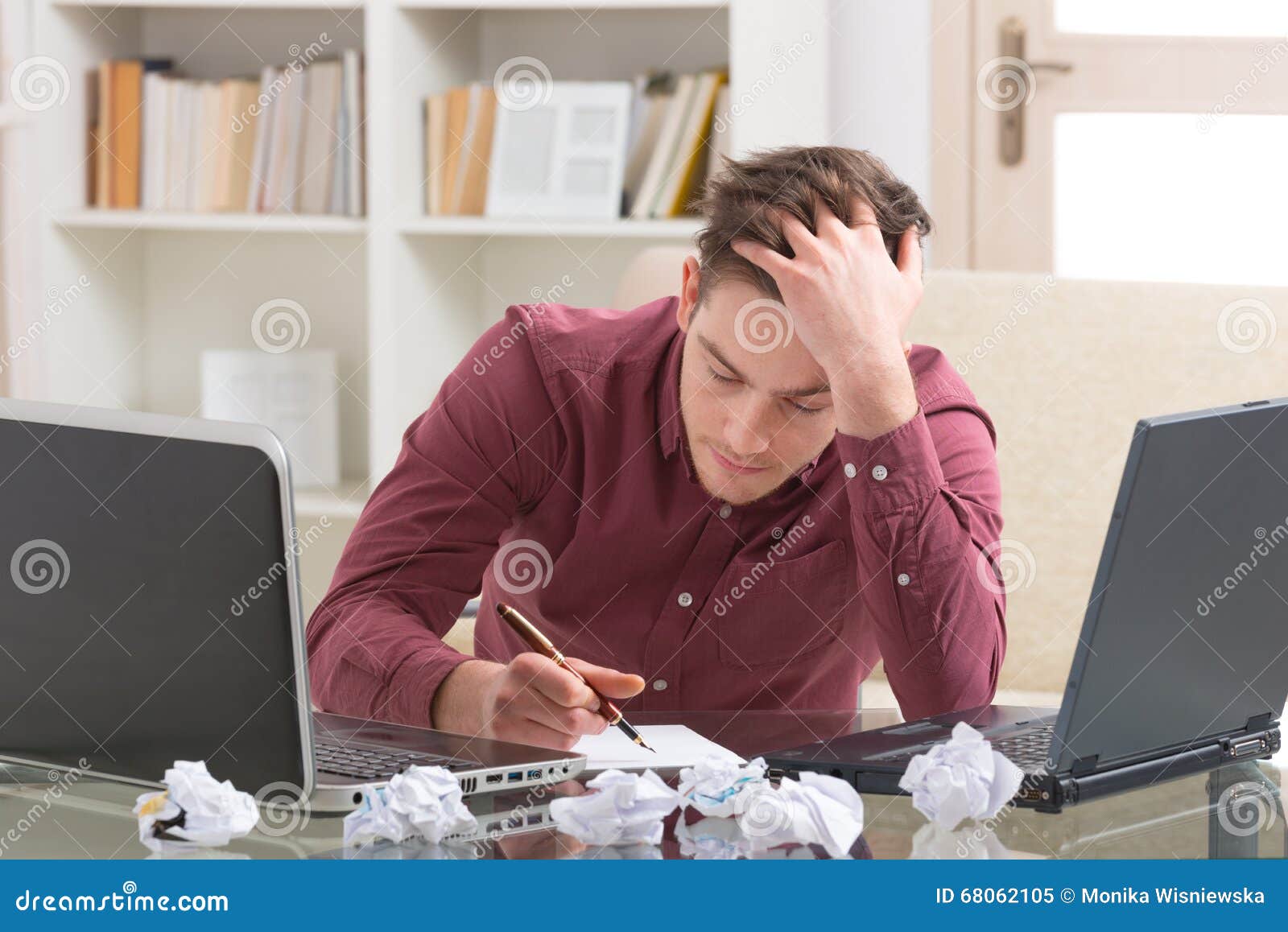 Overworked young man stock image. Image of career, professional - 68062105