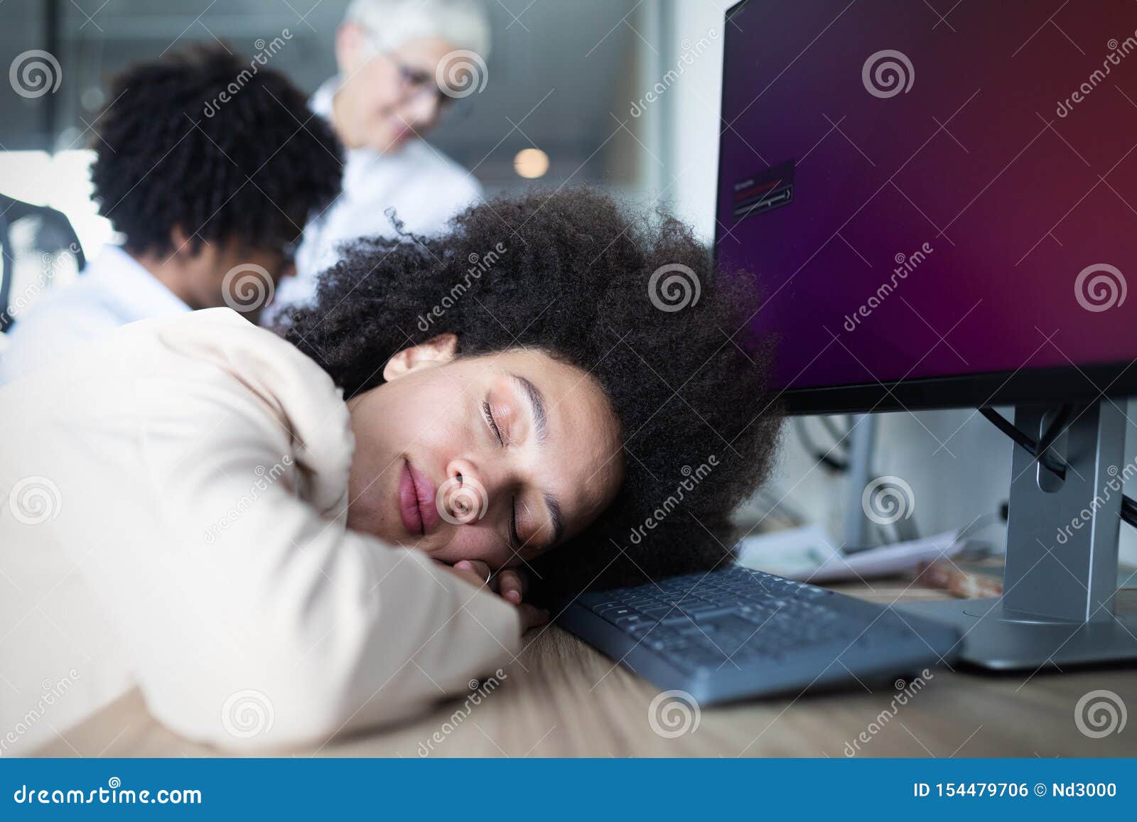 Overworking Concept. Group of Business People Exhausted in Office Stock Photo - Image of ...