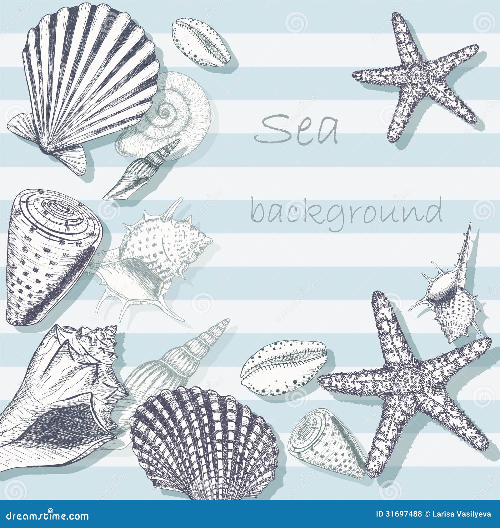 Overzeese Shell Achtergrond 5 Vector Illustratie - Illustration of ...