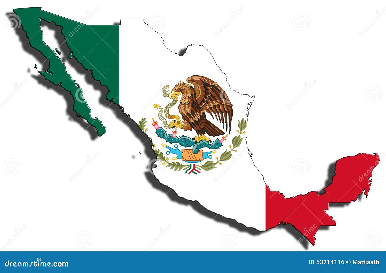 Overzicht Van Mexico Met De Nationale Vlag Stock Illustratie ...