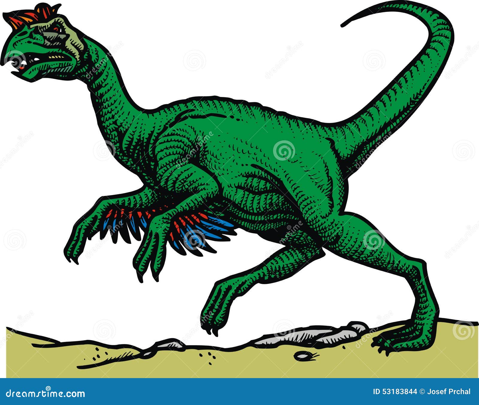 Oviraptor dinosaur stock illustration. Illustration of green - 53183844