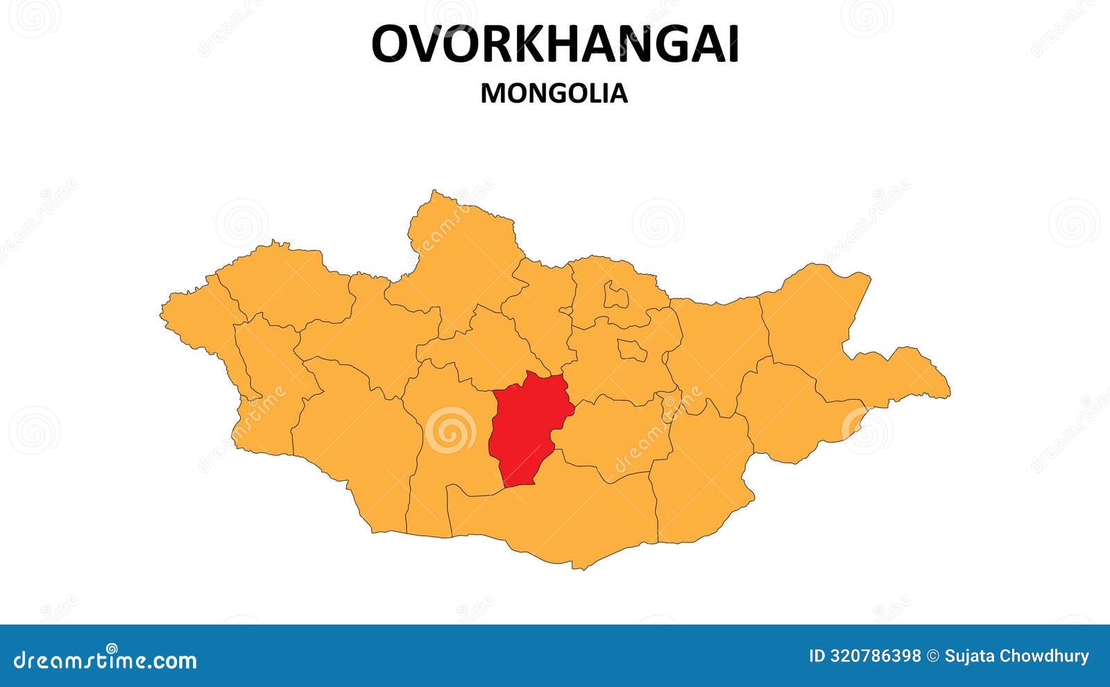 Ovorkhangai Map in Mongolia. Vector Map of Mongolia. Regions Map of Mongolia Stock Vector ...