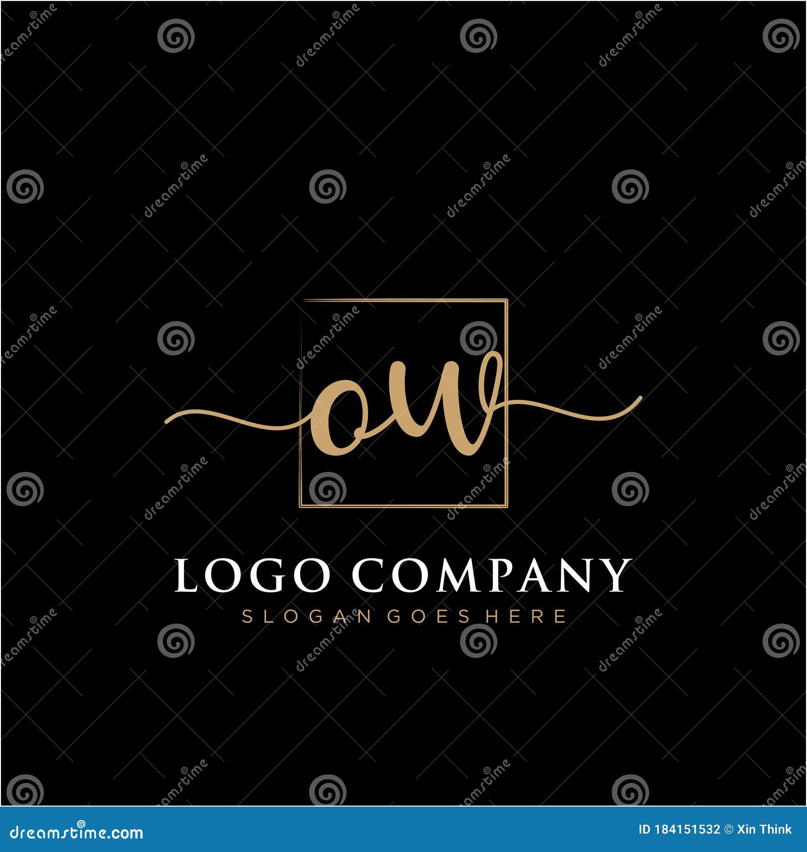 OW Initial Handwriting Logo with Rectangle Template Vector Stock Vector ...